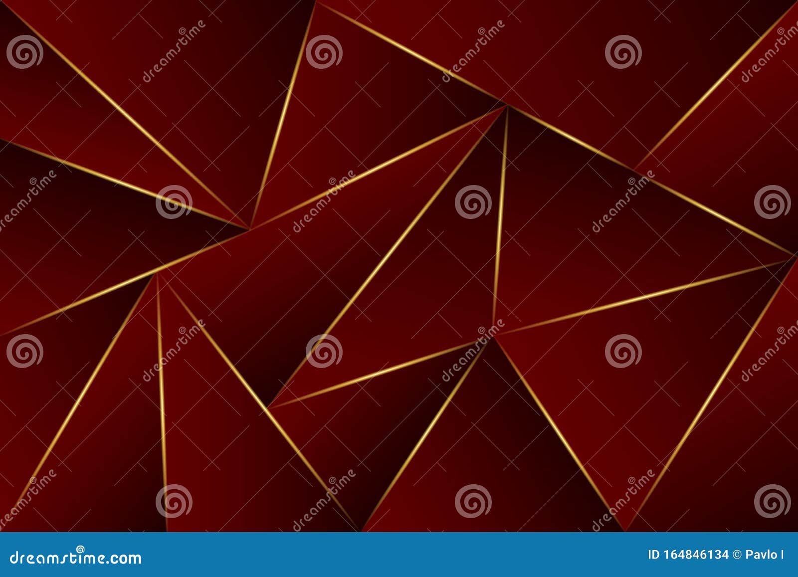 Abstract Polygonal Dark Red Premium Background with Gold Lighting Lines â€“ Vector Stock Vector ...