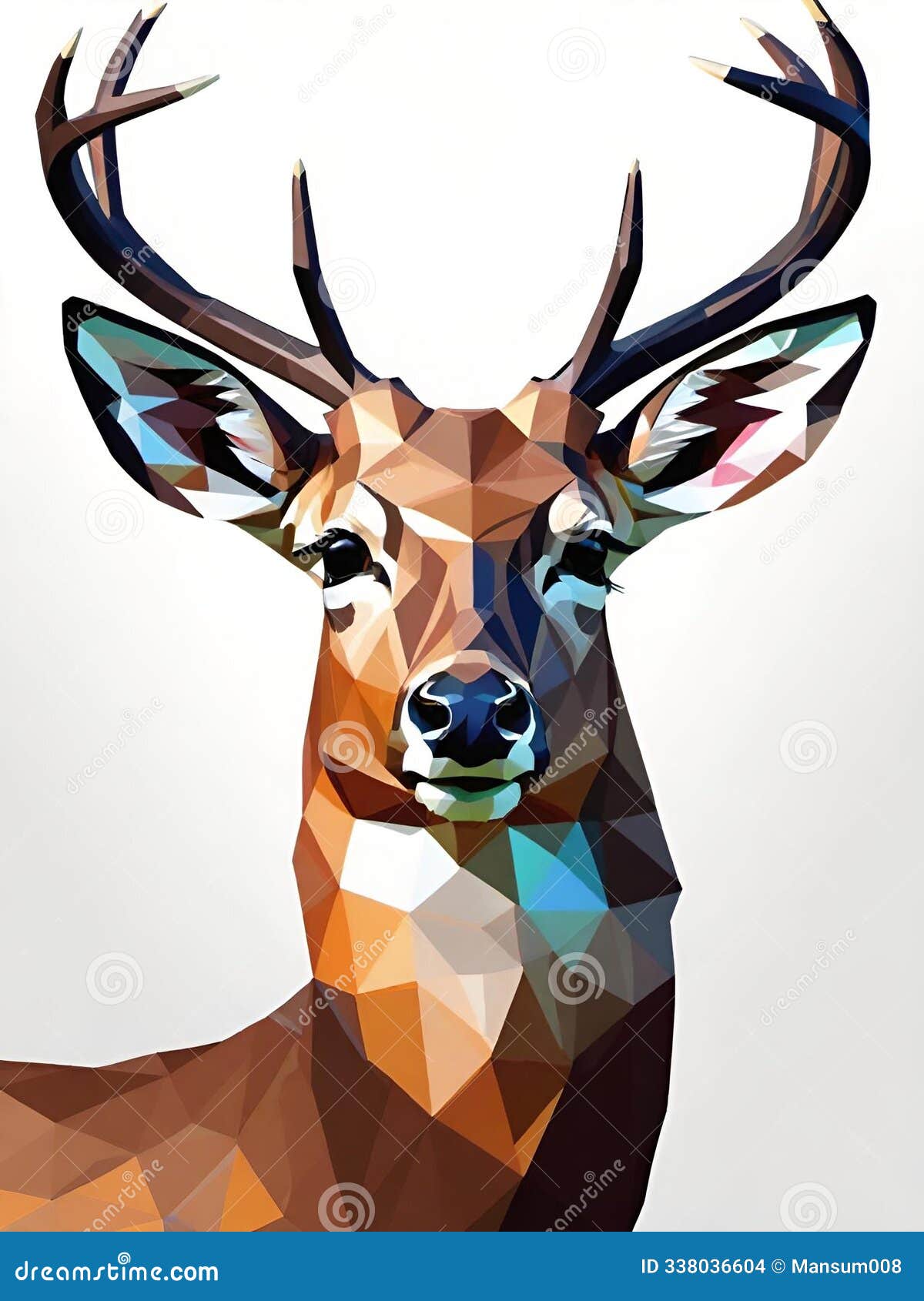 Abstract Polygonal Deer with Geometric Shapes on White Background ...