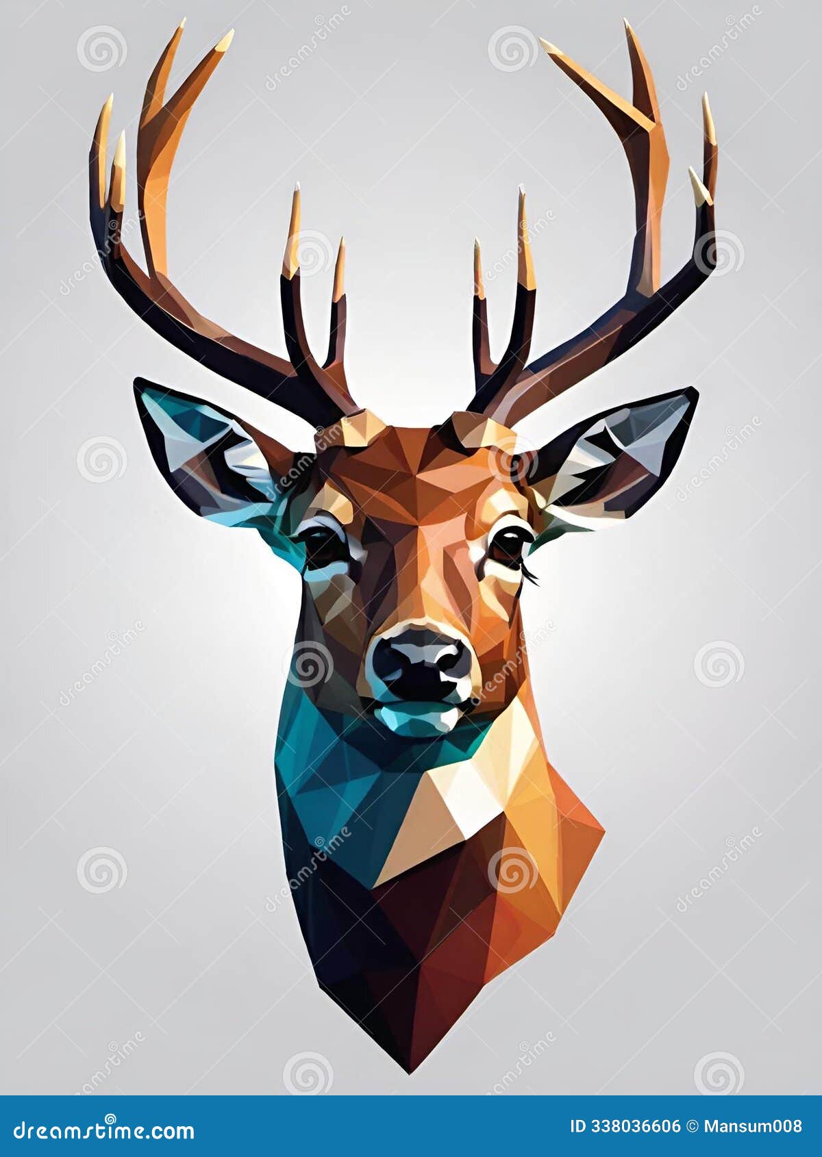 Abstract Polygonal Deer with Geometric Shapes on White Background ...