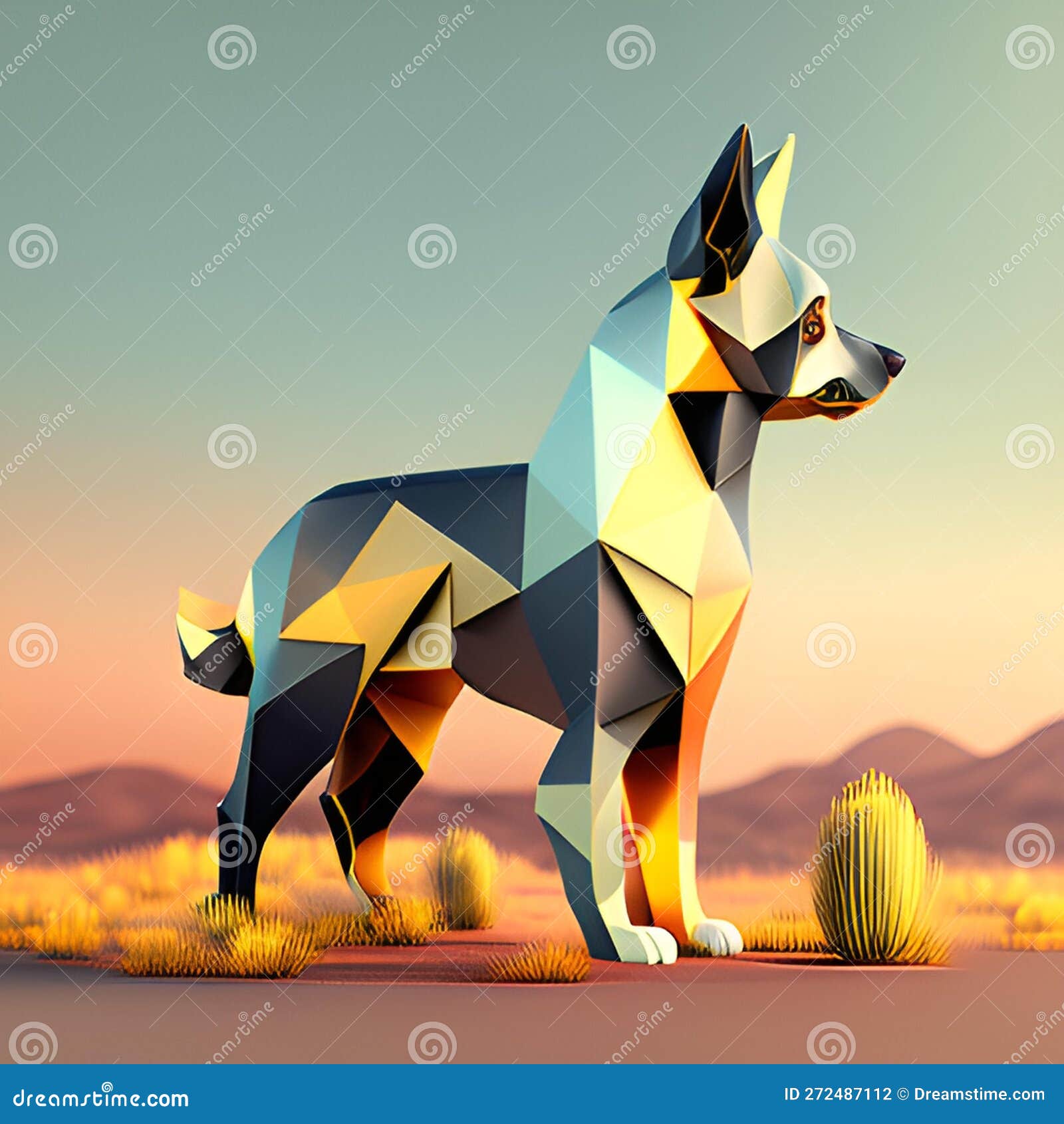 Abstract polygonal dog stock illustration. Illustration of play - 272487112