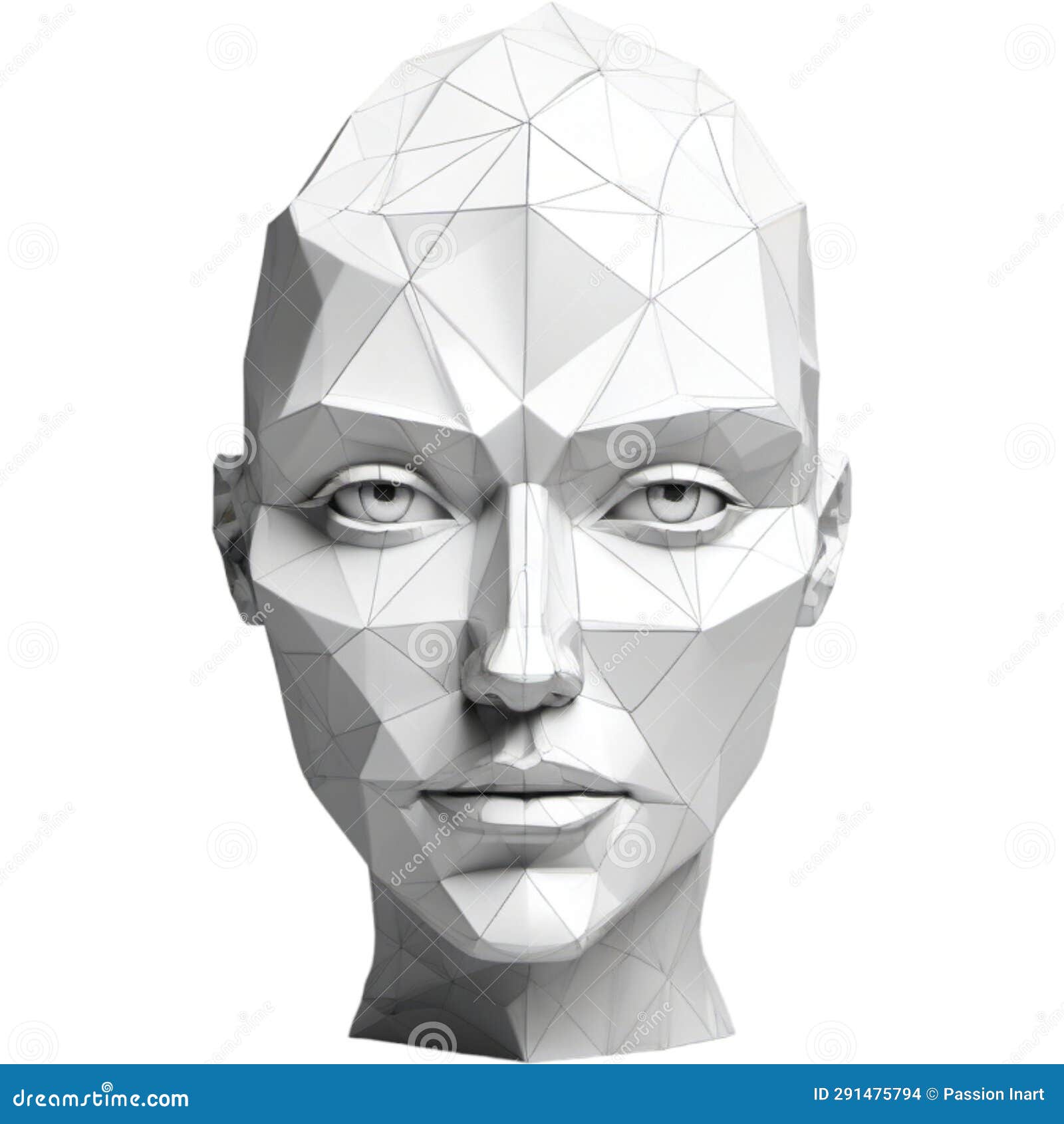 Abstract Polygonal Face Isolated on White Background Stock Illustration ...