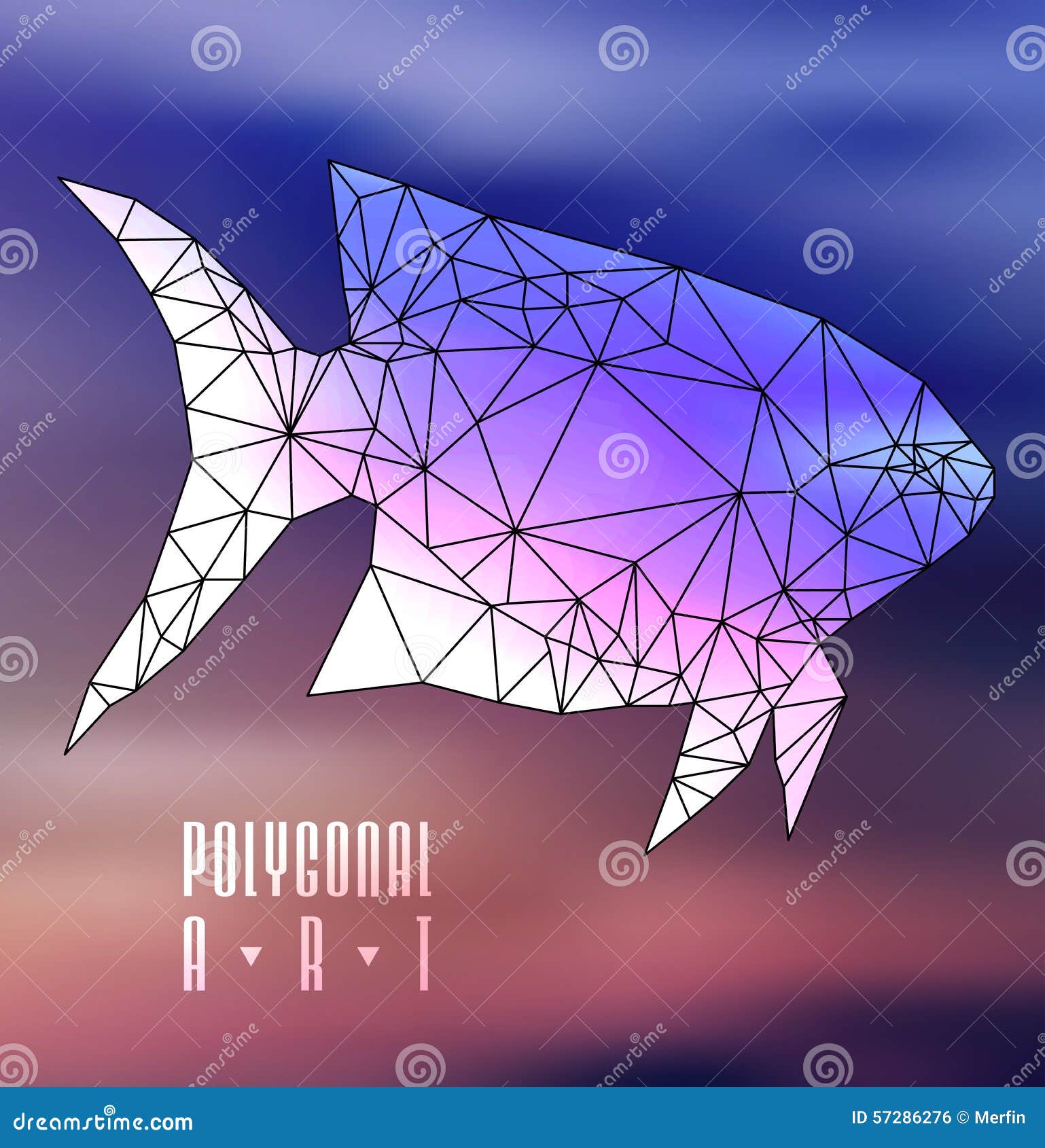 Polygonal Fish Shape Of Small Triangles Icon On White Background ...