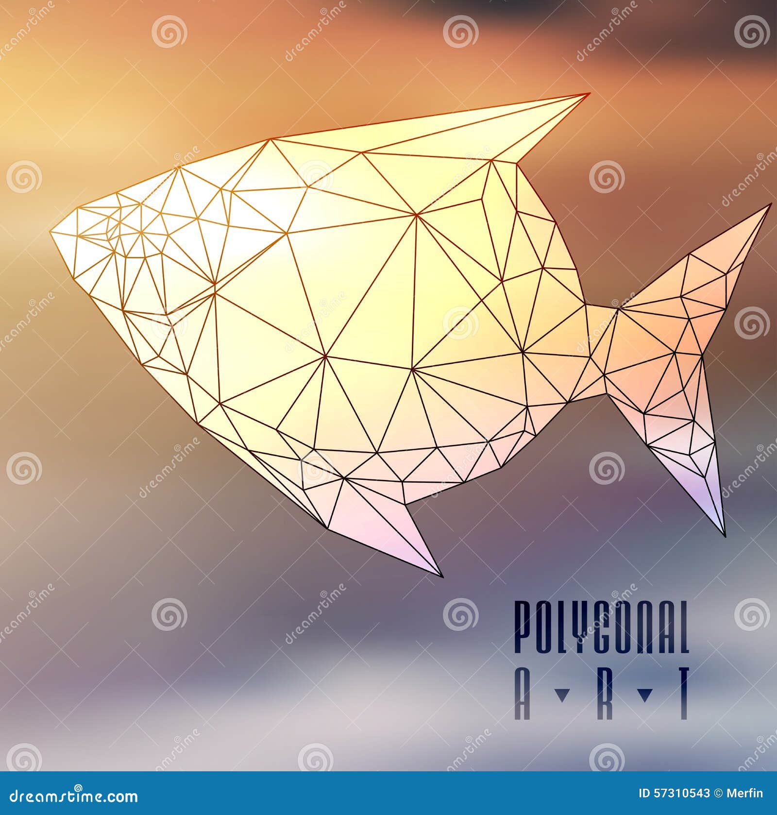 Polygonal Fish Shape Of Small Triangles Icon On White Background ...