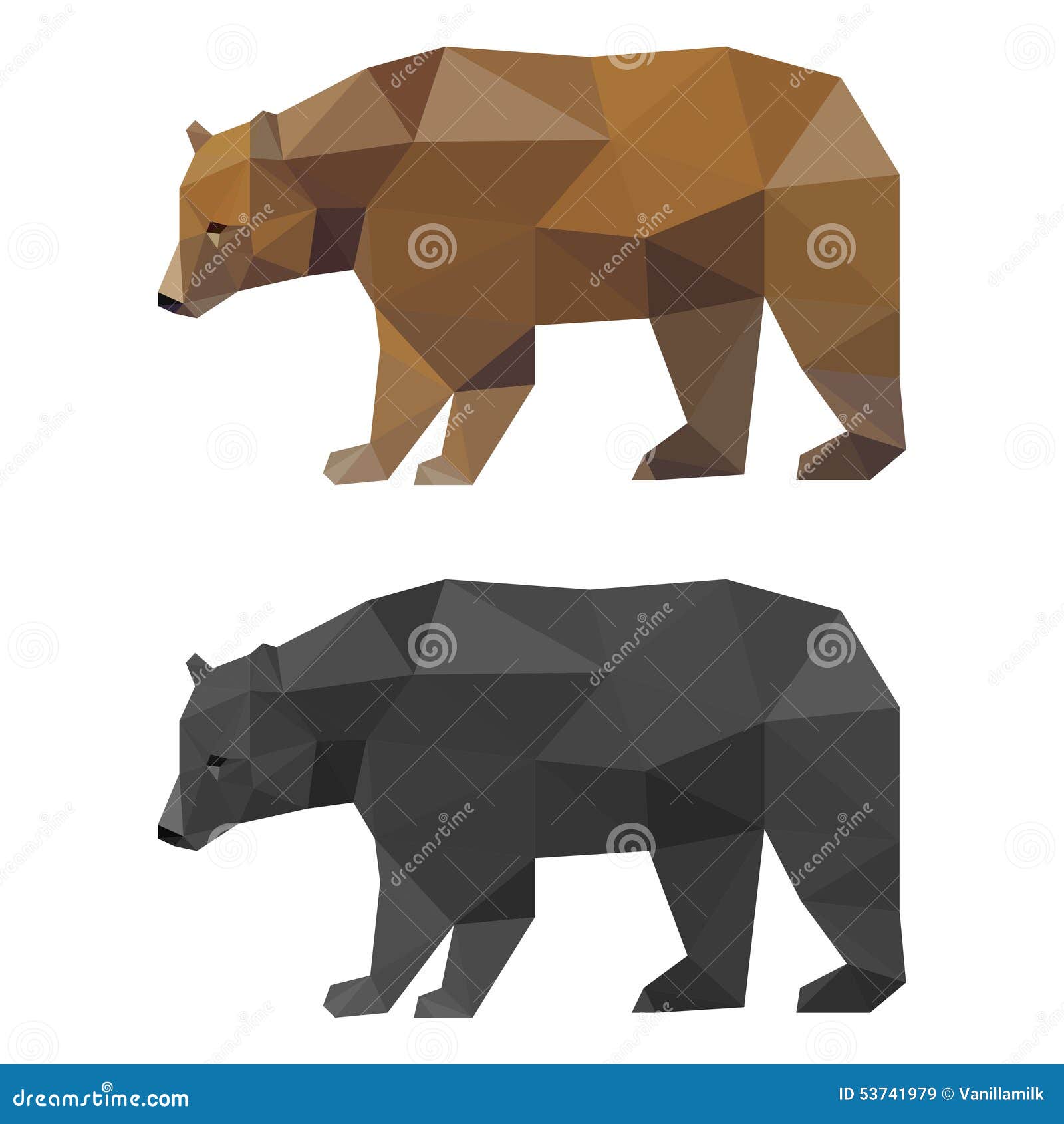 Abstract Polygonal Geometric Triangle Bear Set Isolated on White ...