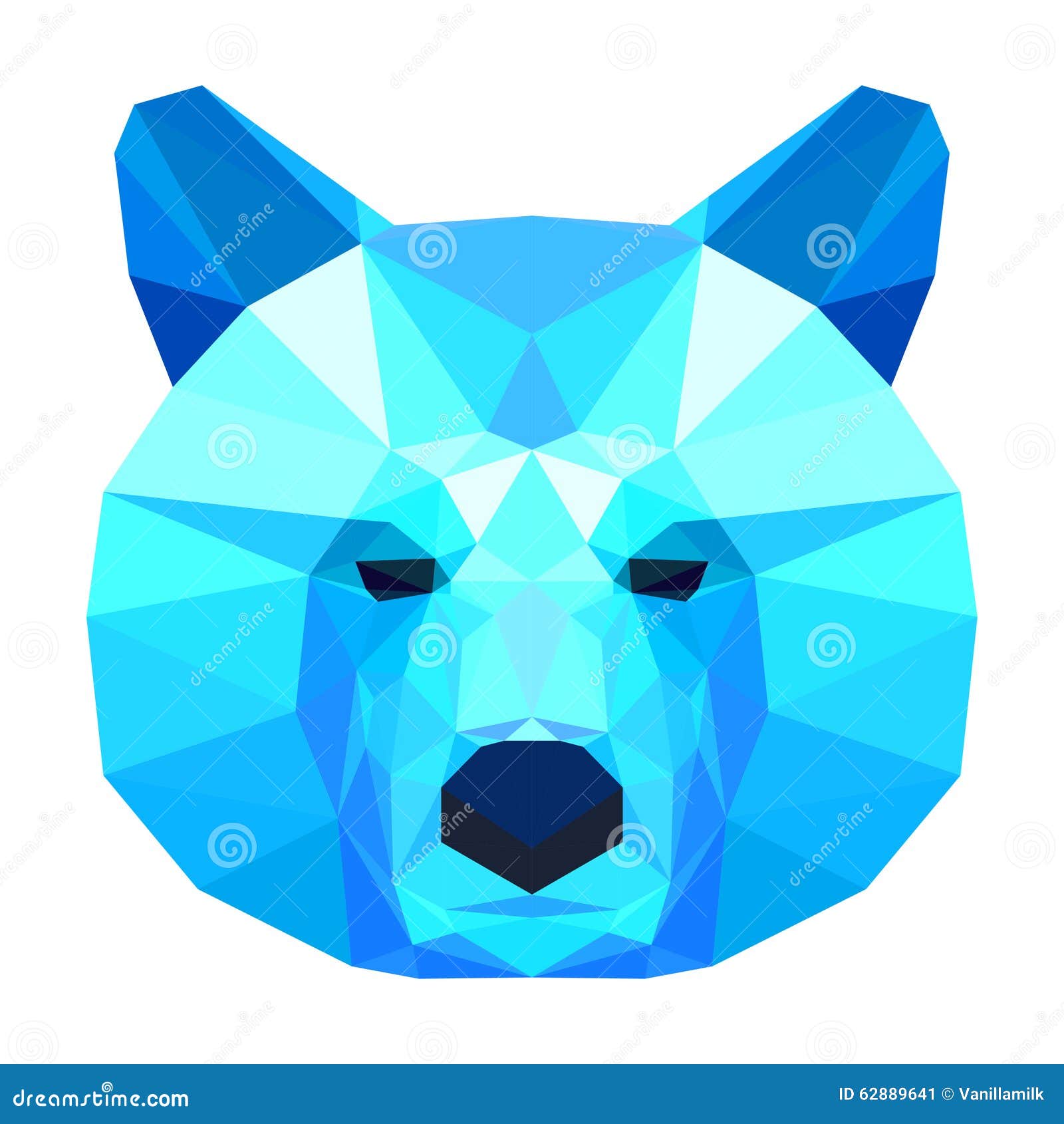 Abstract Polygonal Geometric Triangle Blue Bear Portrait Stock Vector ...