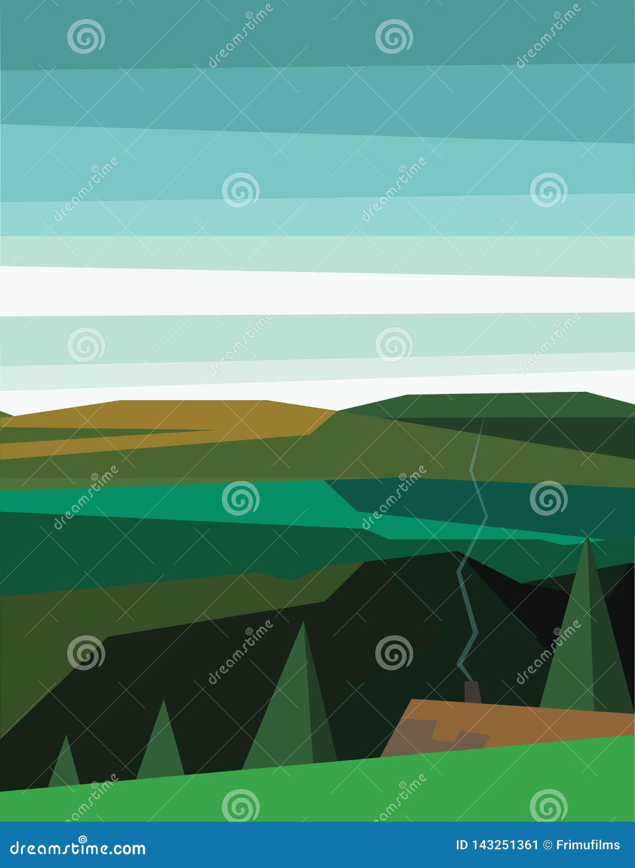 Abstract Polygonal Green Landscape Stock Illustration - Illustration of ...