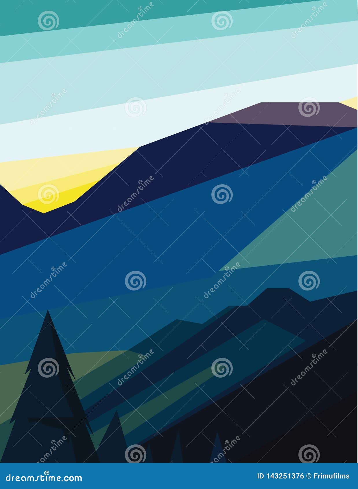 Abstract Polygonal Green Landscape Stock Illustration - Illustration of ...