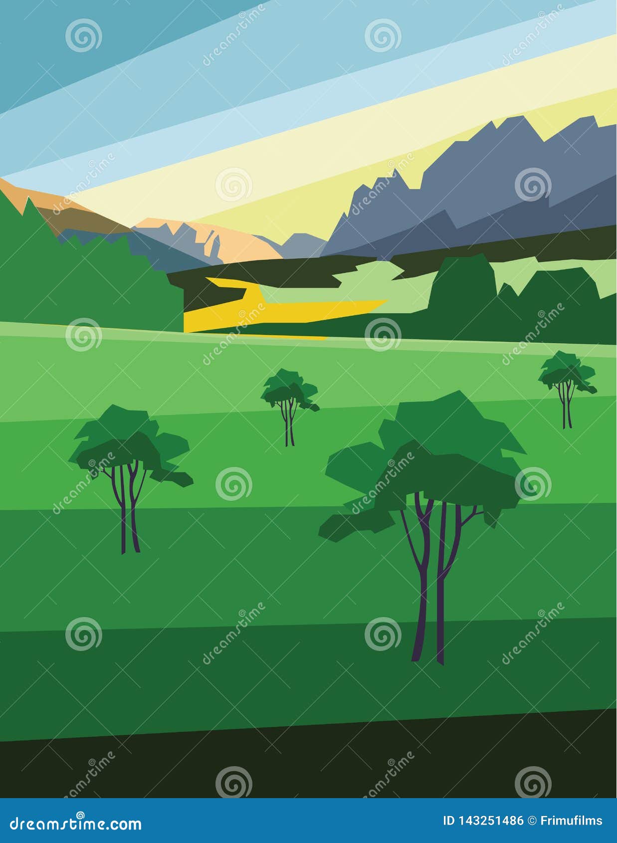 Abstract Polygonal Green Landscape Stock Illustration - Illustration of ...