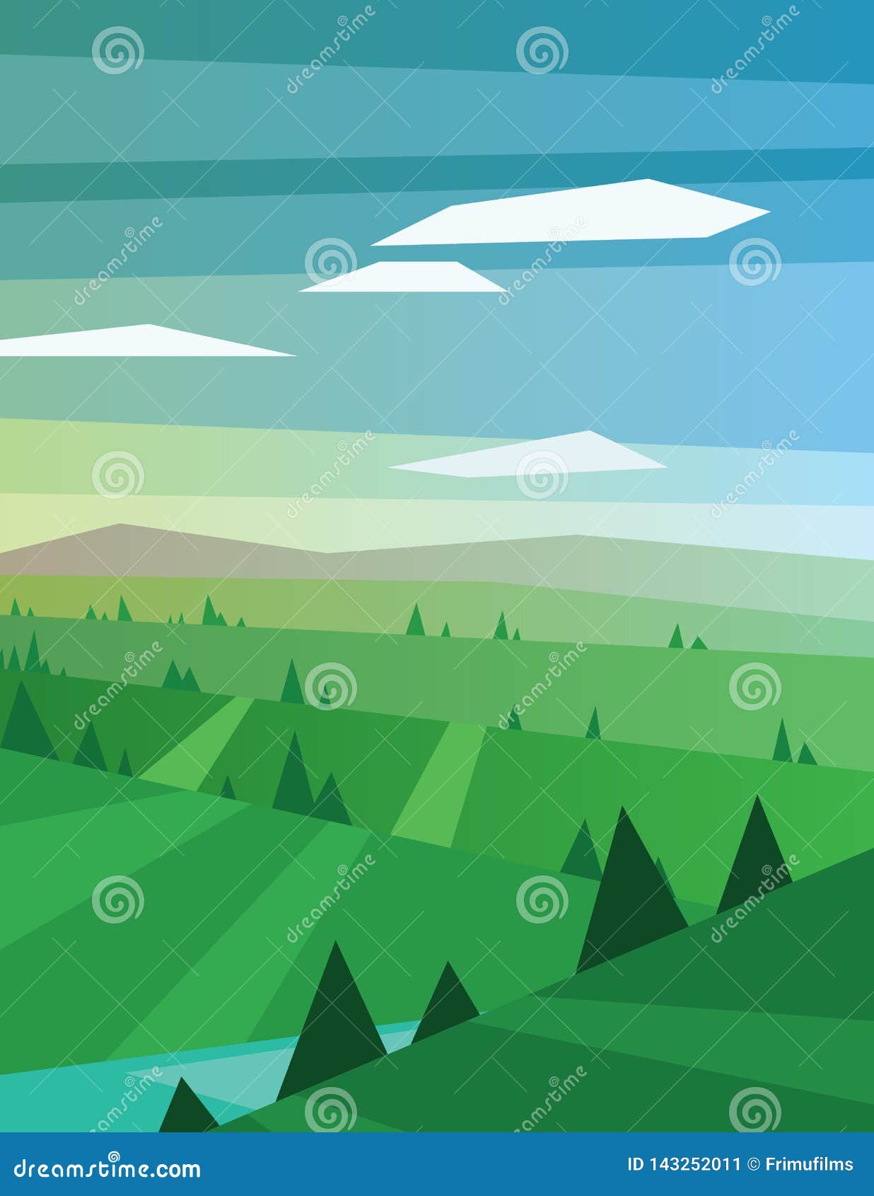 Abstract Polygonal Green Landscape Stock Illustration - Illustration of ...
