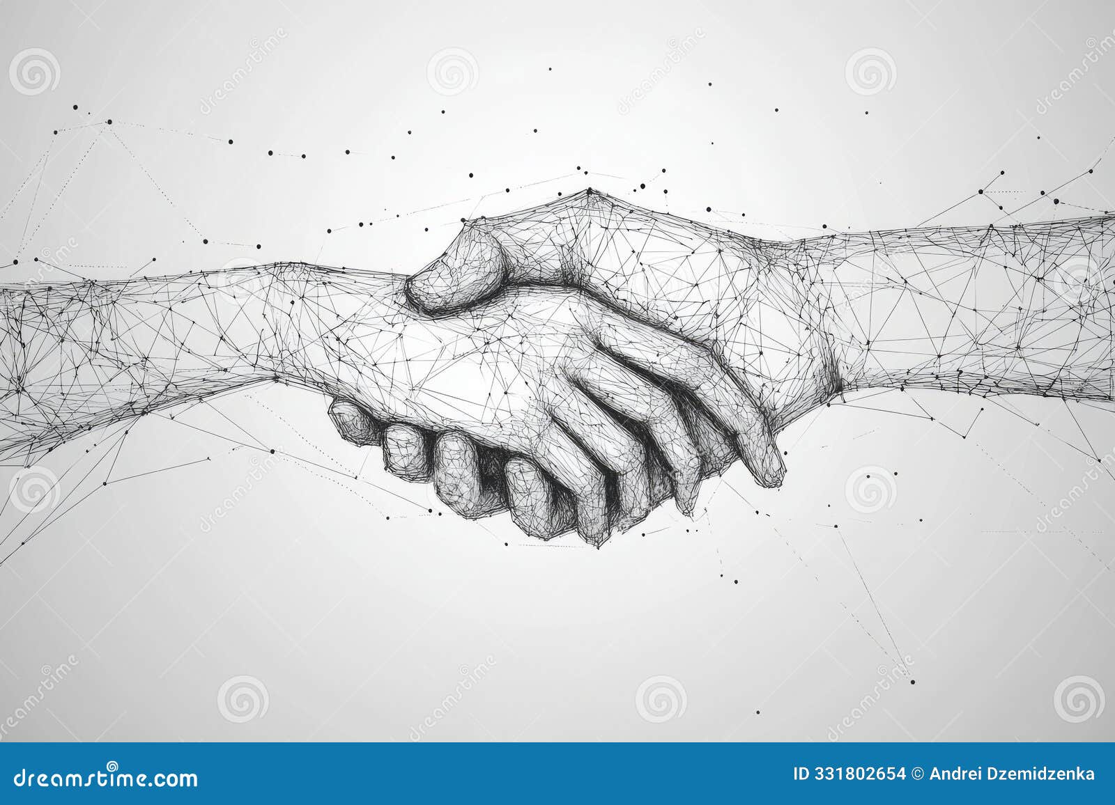 Abstract Polygonal Handshake. Light Connection Structure. Modern Low ...
