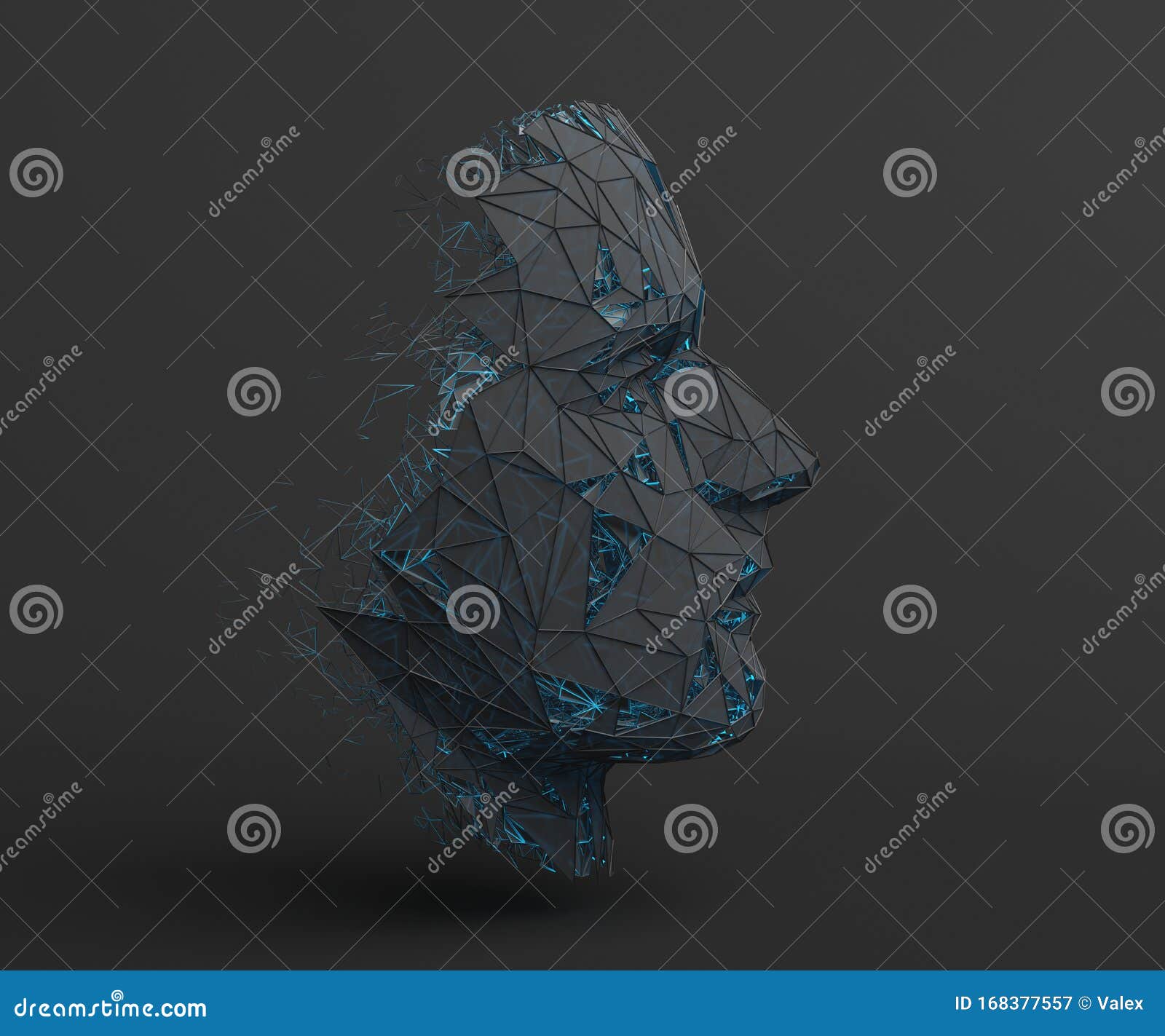 Abstract 3D Render of Polygonal Human Face Stock Illustration ...