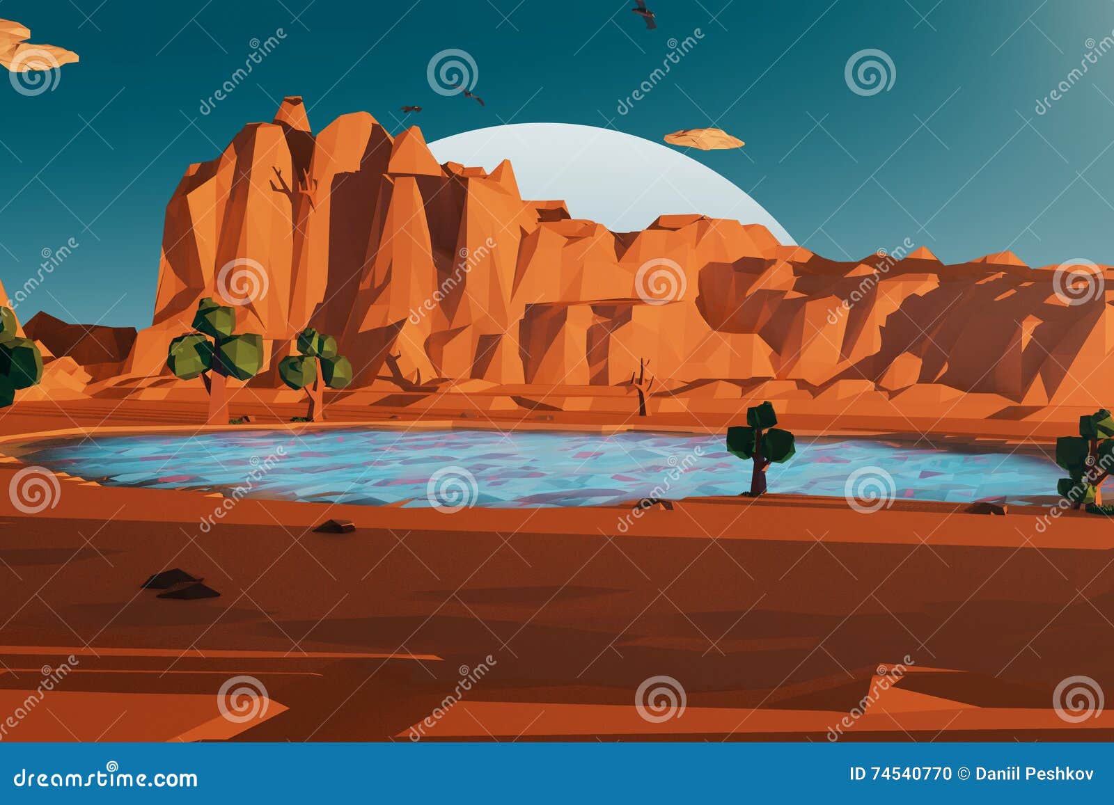 Abstract Polygonal Landscape Stock Illustration - Illustration of ...
