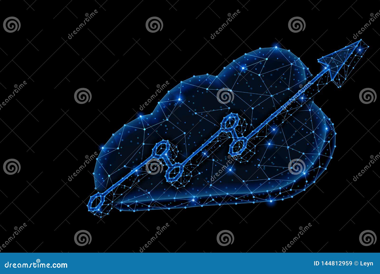 Abstract Polygonal Light Design of Cloud Storage with Cog Gears Sign ...