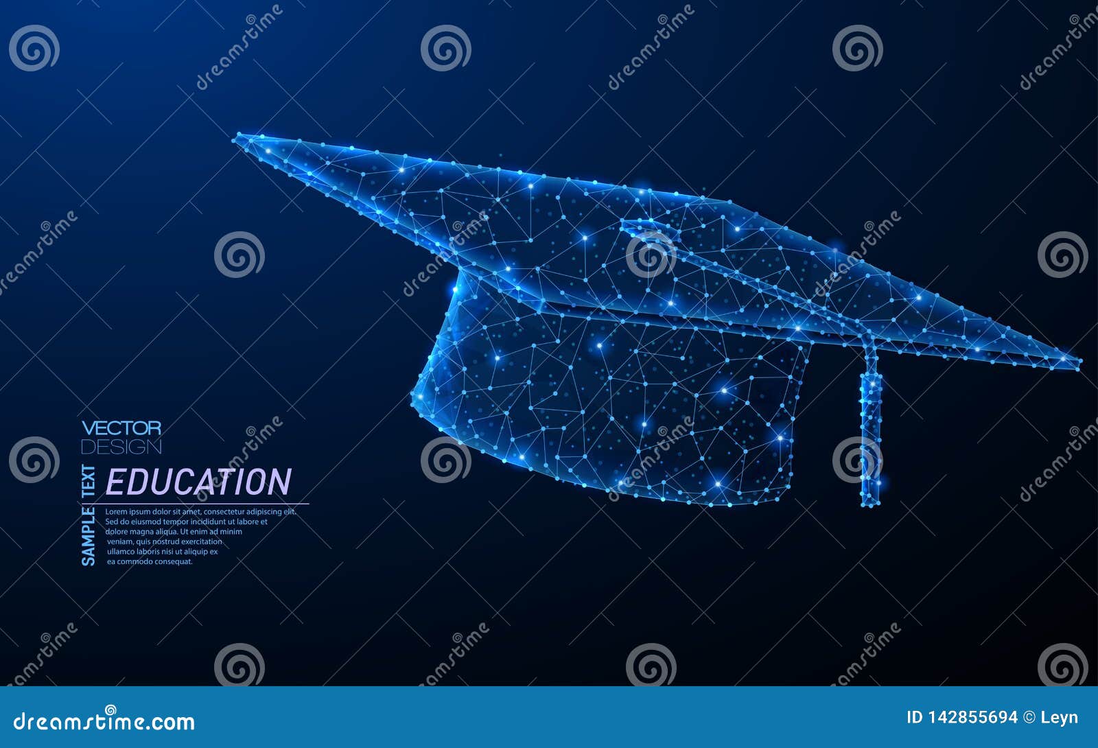 Abstract Polygonal Light Design of Graduation Cap Stock Illustration ...