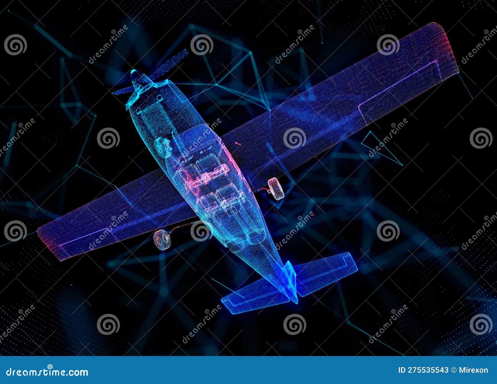 Abstract Polygonal Light Small Aircraft. Airplane Light Effect ...