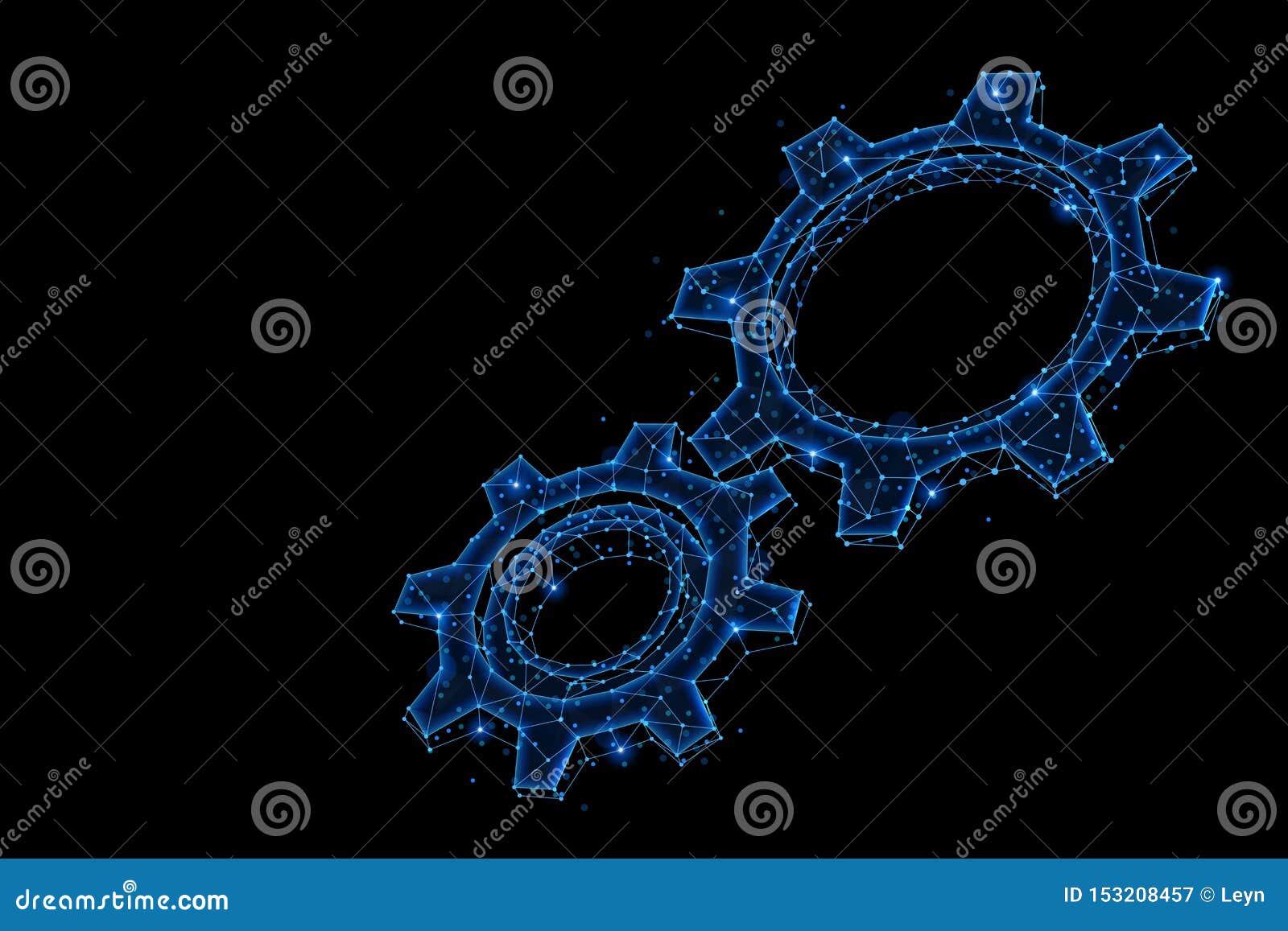Abstract Polygonal Light of Two Cog Gears Stock Illustration ...