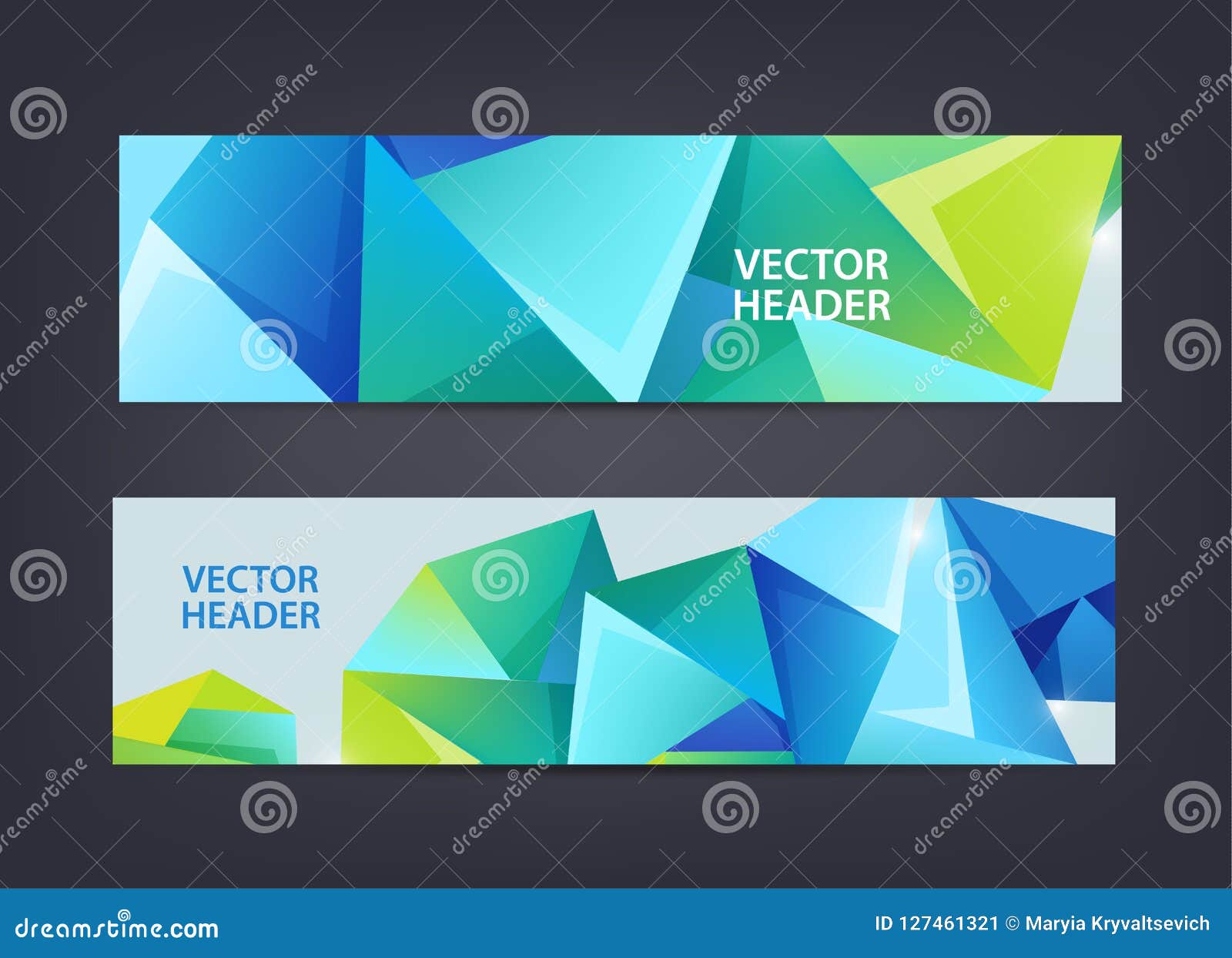 Abstract Polygonal, Mosaic, Geometric, Triangular 3d Pattern Banners ...
