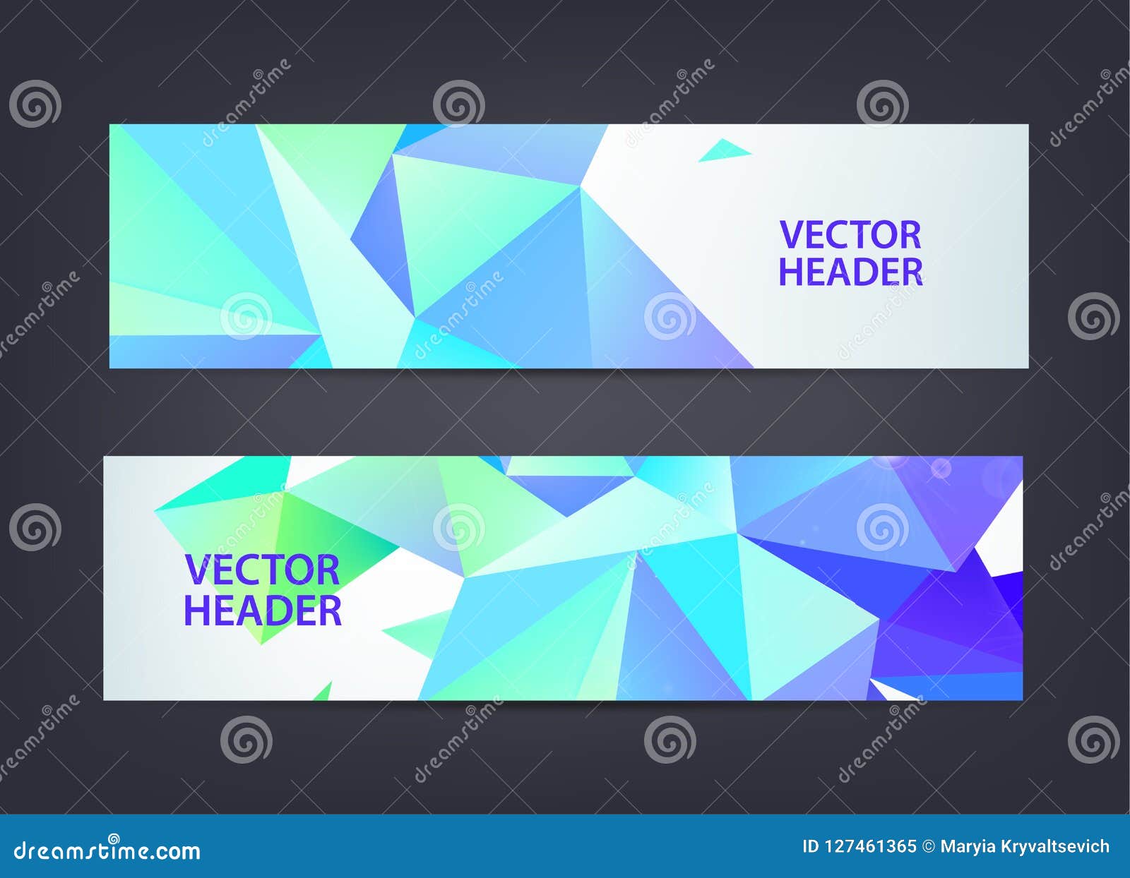 Abstract Polygonal, Mosaic, Geometric, Triangular 3d Pattern Banners ...