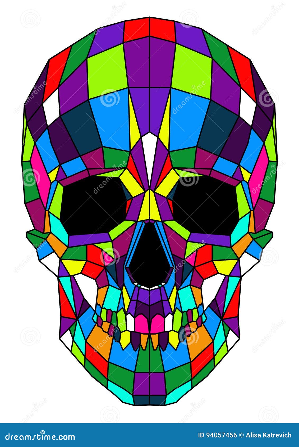 Abstract Polygonal Multicolor Skull on a Background. Stock Vector ...