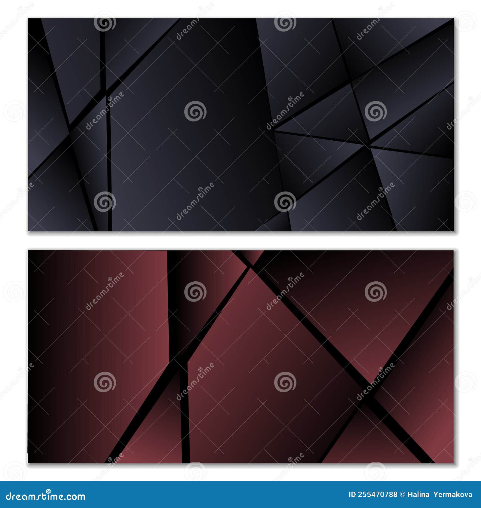 Abstract Polygonal Pattern. Set of Two Dark Gradient Polygonal ...