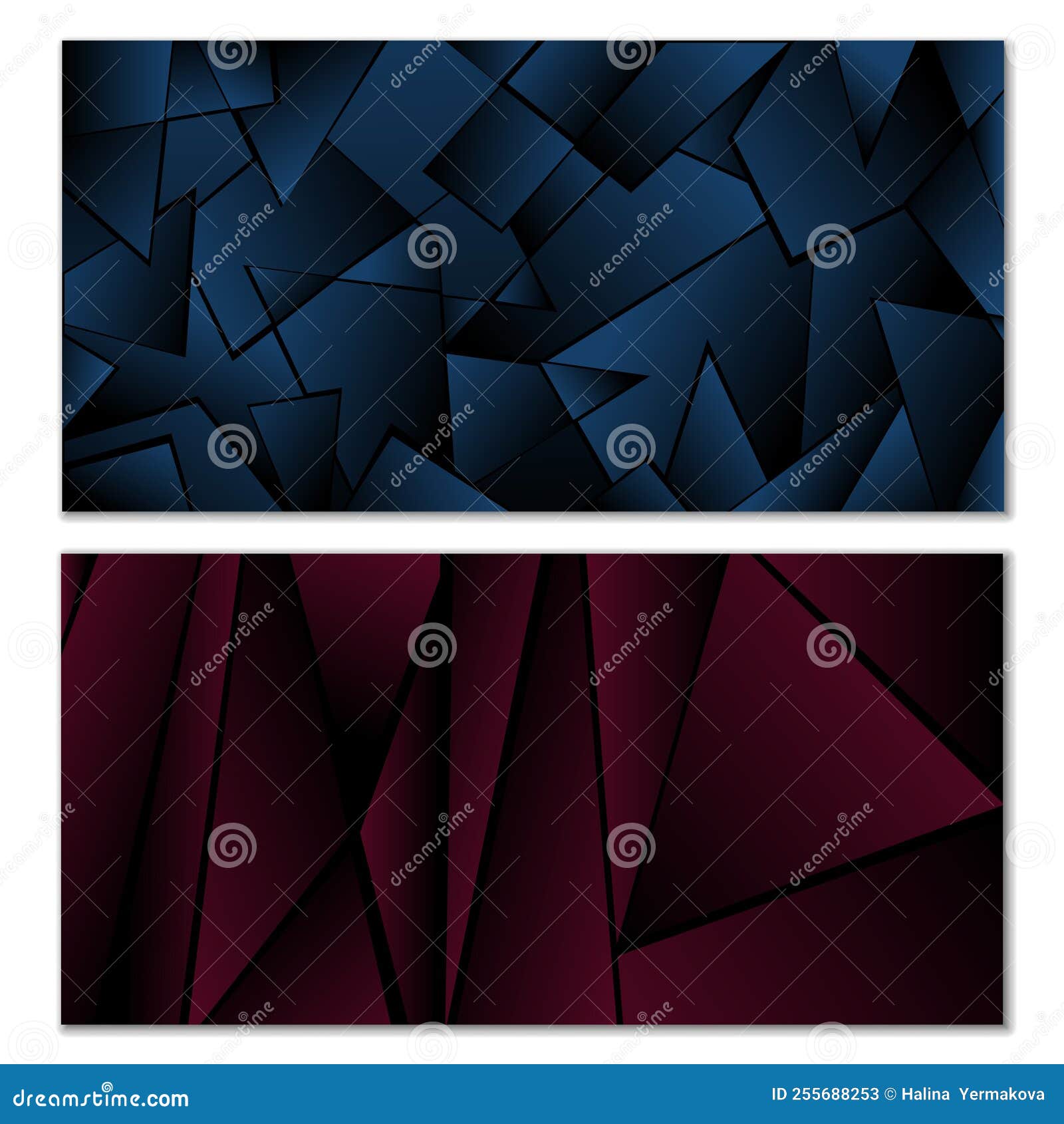 Abstract Polygonal Pattern. Set of Two Dark Gradient Polygonal ...