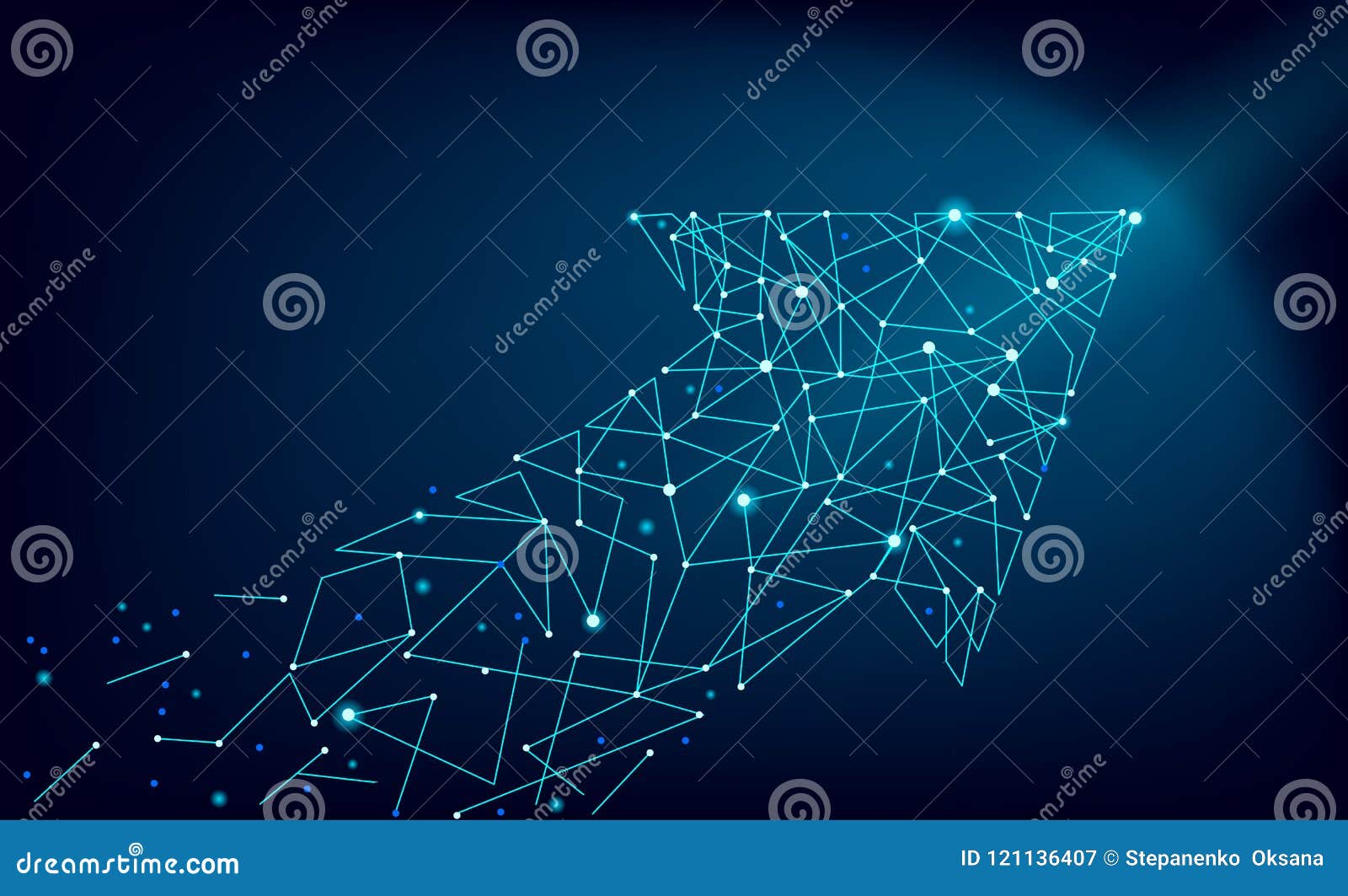 Abstract Polygonal Space Low Poly Arrow Connect Dot Line. Pointer ...