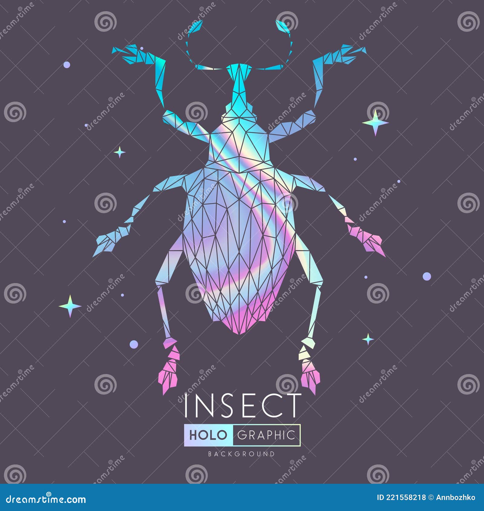 Abstract Polygonal Triangle Beetle Weevil. Holographic Bug Sign Stock ...