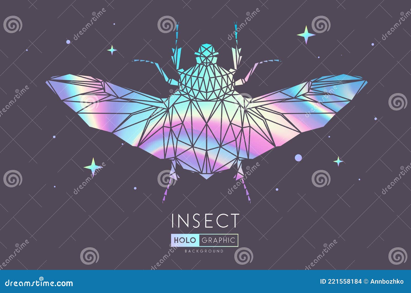 Abstract Polygonal Triangle Goliath Beetle. Holographic Bug Sign Stock ...