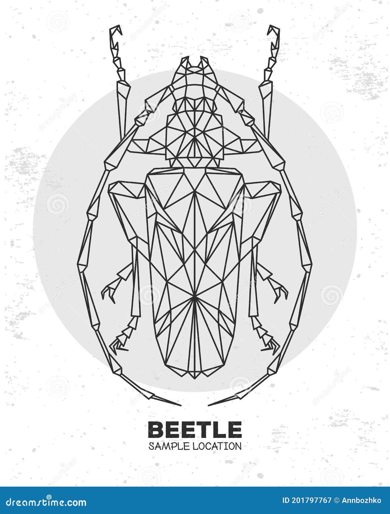 Abstract Polygonal Triangle Longhorn Beetle. Artistic Bug ...
