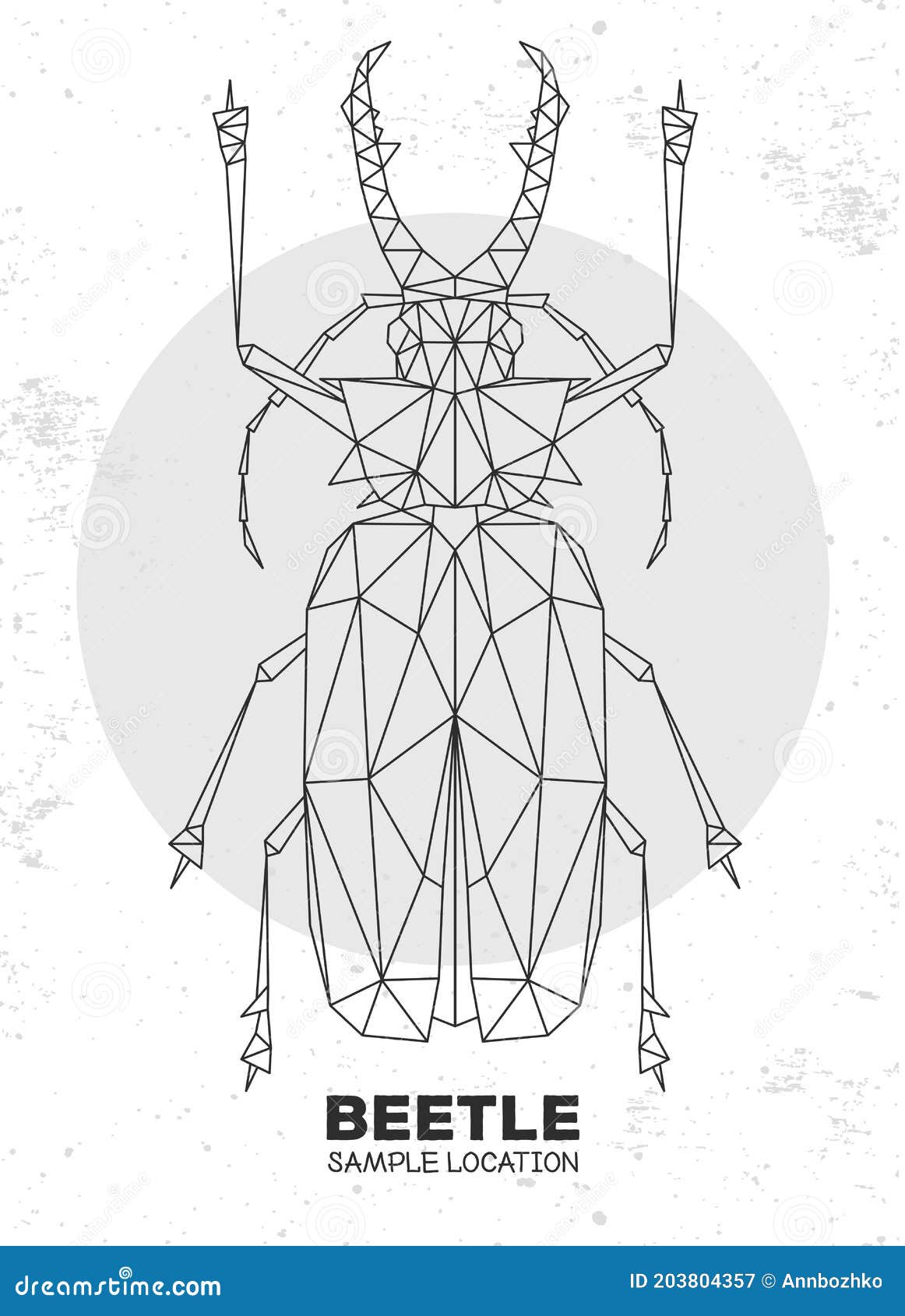 Abstract Polygonal Triangle Sabertooth Longhorn Beetle. Artistic Bug ...