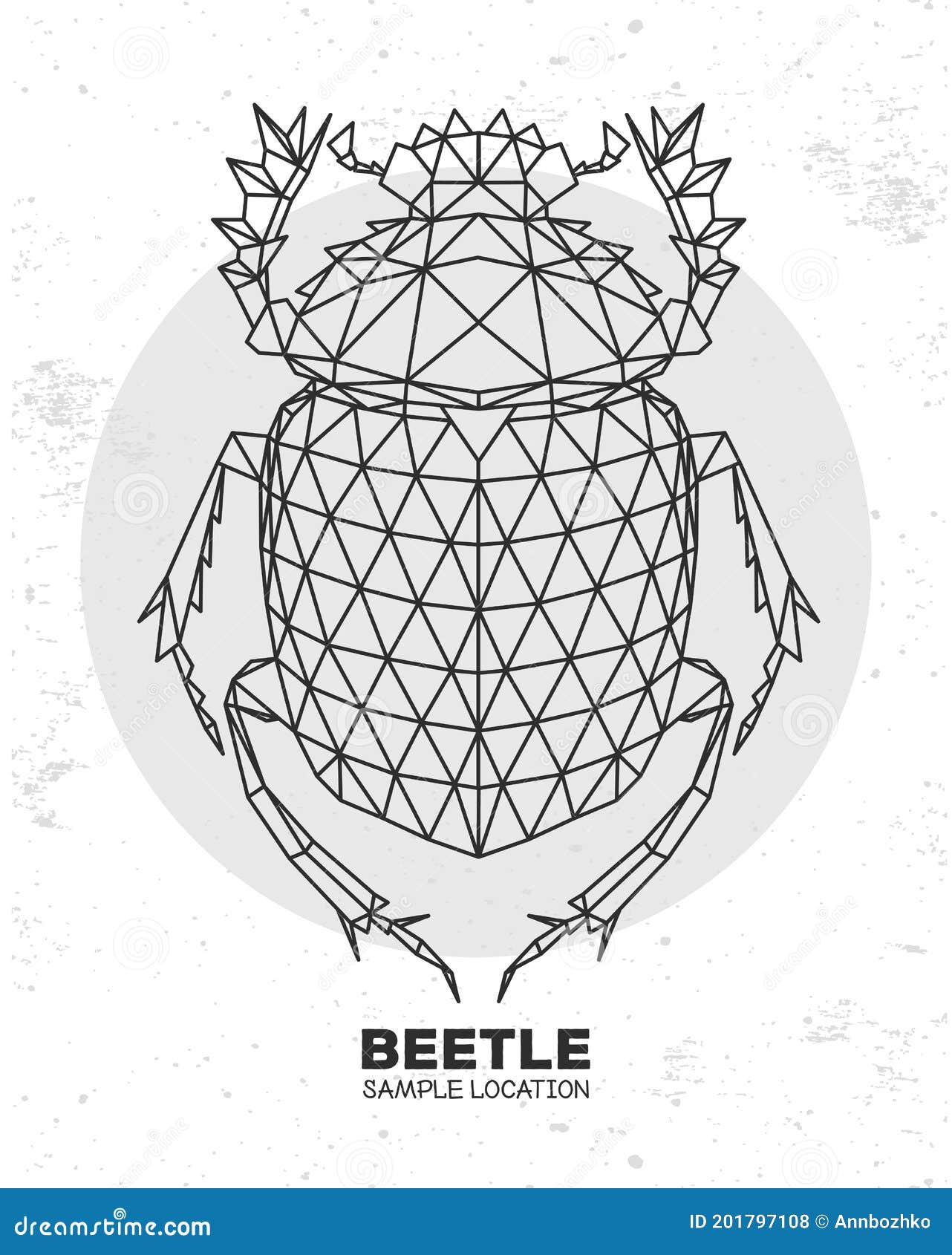 Abstract Polygonal Triangle Scarabaeus Beetle. Artistic Bug ...