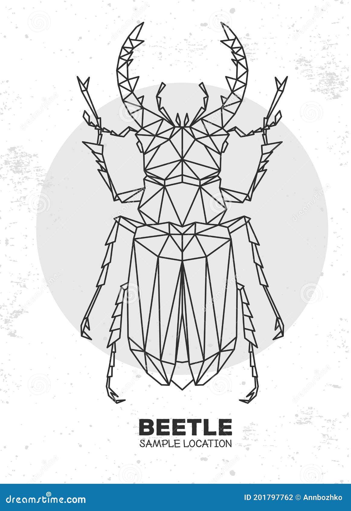 Abstract Polygonal Triangle Stag Beetle. Artistic Bug. Entomological ...