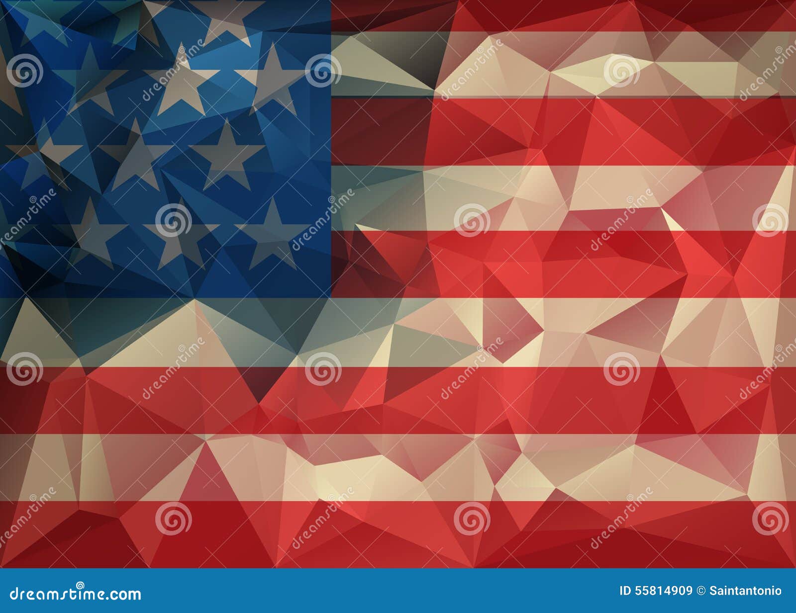 Abstract Polygonal Triangle USA Flag Background, Geometric Low Poly ...