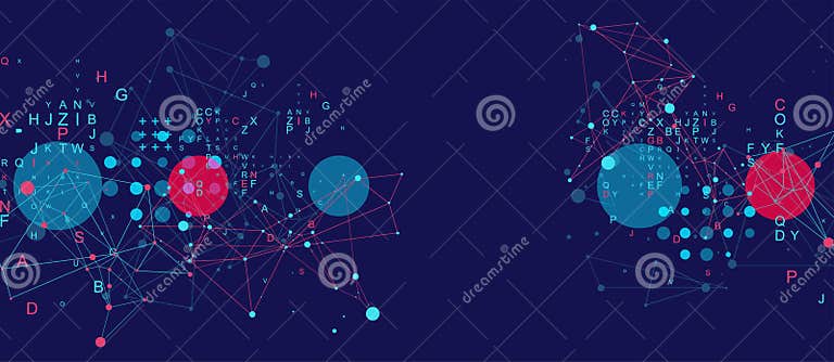 Abstract Polygonal Vector Background With Connecting Dots Letters And Lines Stock Illustration