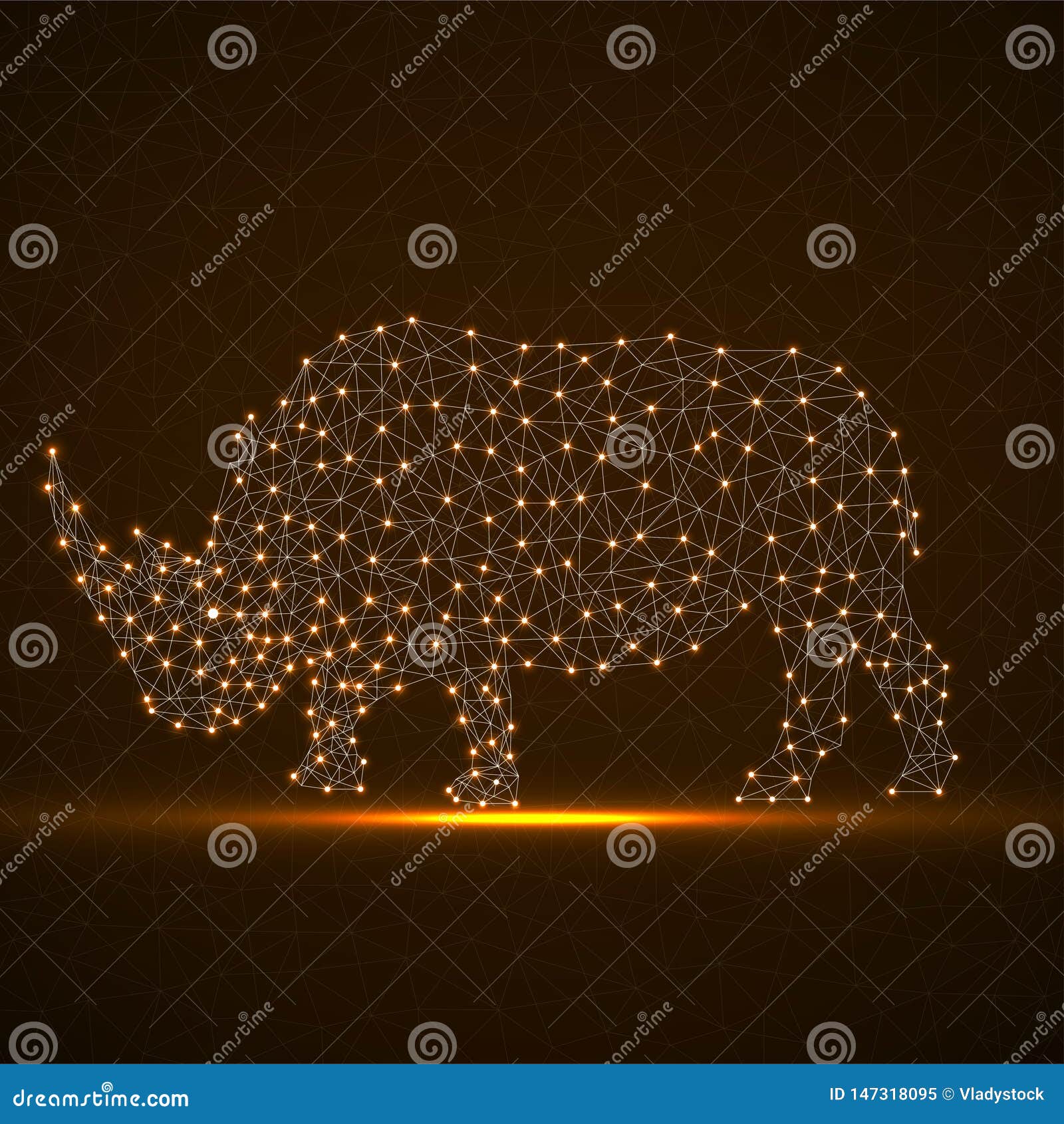 Abstract Polygonal Wireframe Rhinoceros Stock Illustration ...