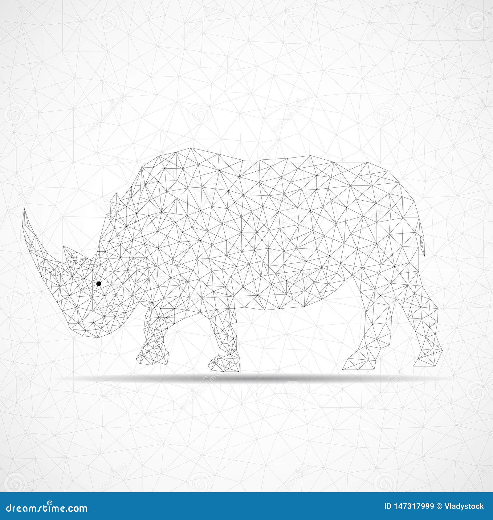 Abstract Polygonal Wireframe Rhinoceros of Lines Stock Illustration ...