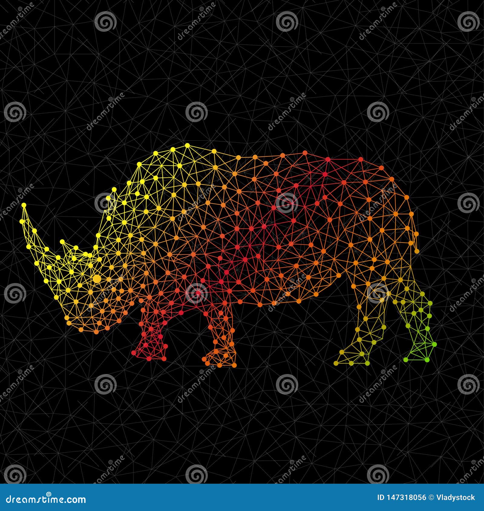 Abstract Polygonal Wireframe Rhinoceros Stock Illustration ...