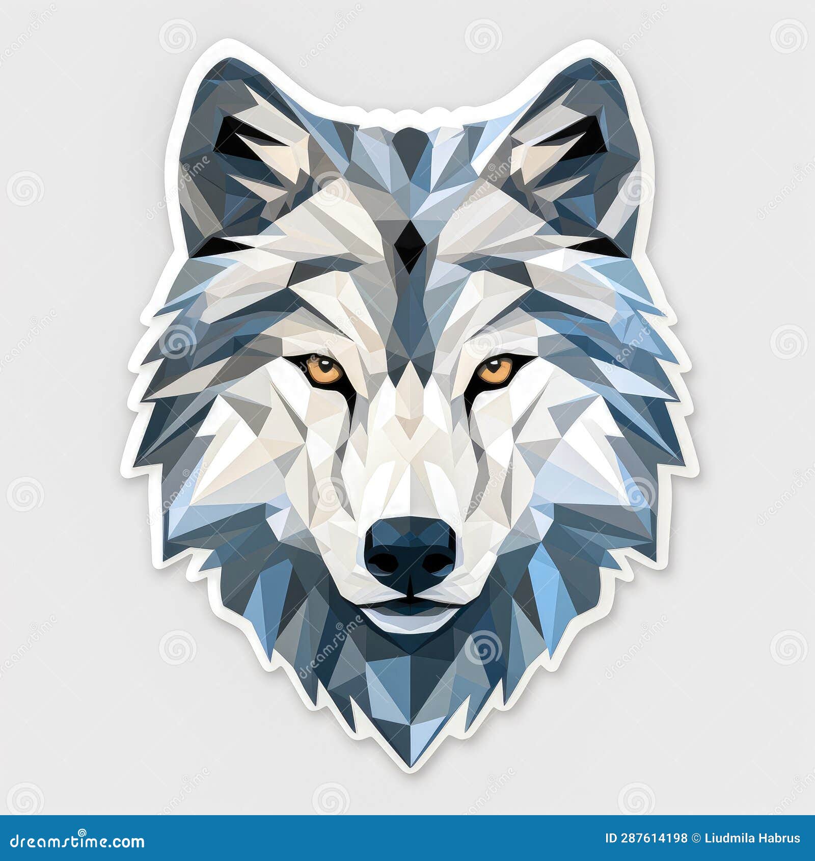 Abstract Polygonal Wolf Head on White Background Stock Illustration ...