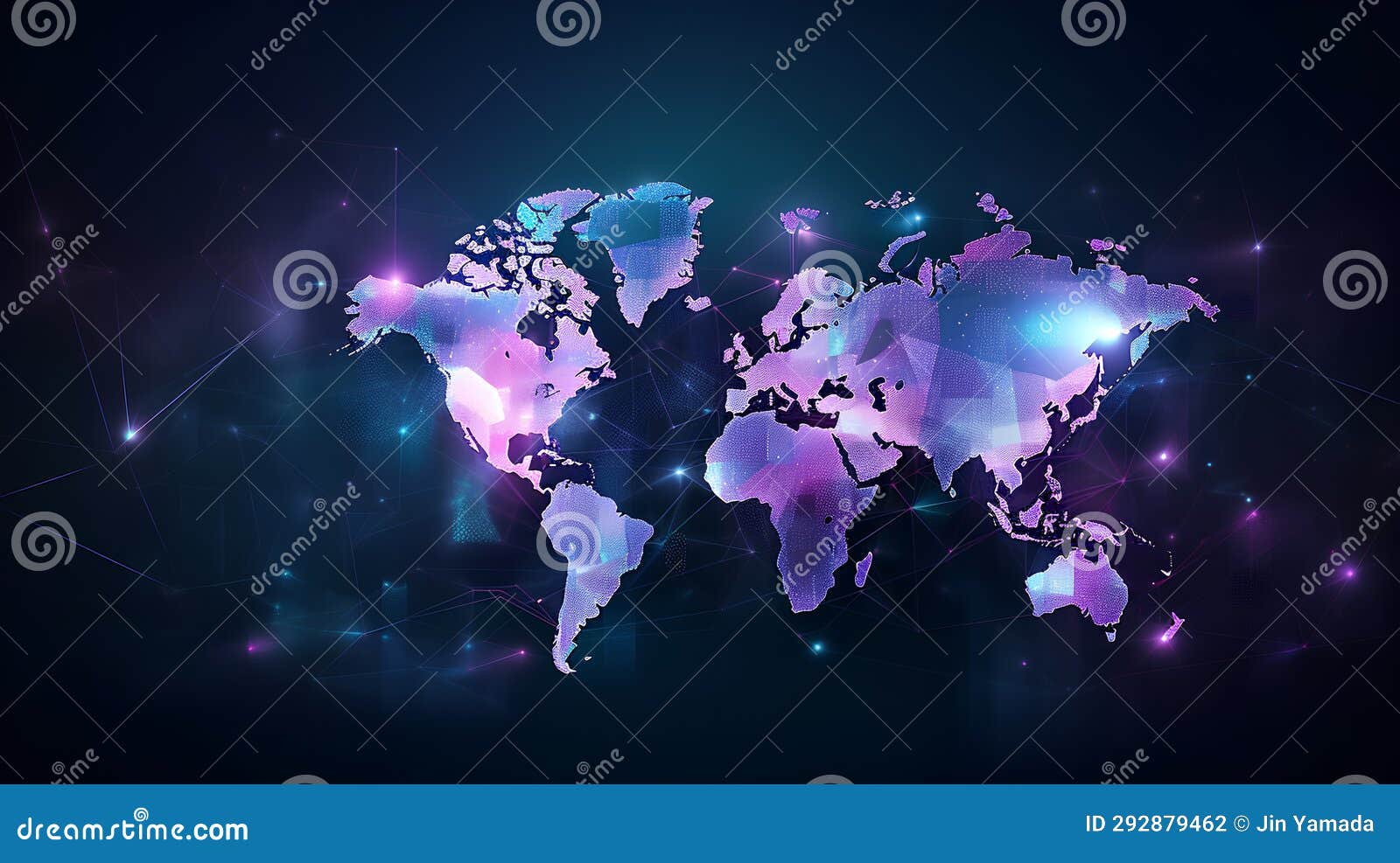 Abstract Polygonal World Map on Dark Background. Vector Illustration ...