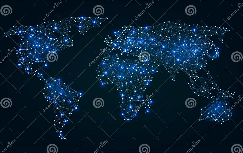 Abstract Polygonal World Map with Hot Points. Stock Vector ...