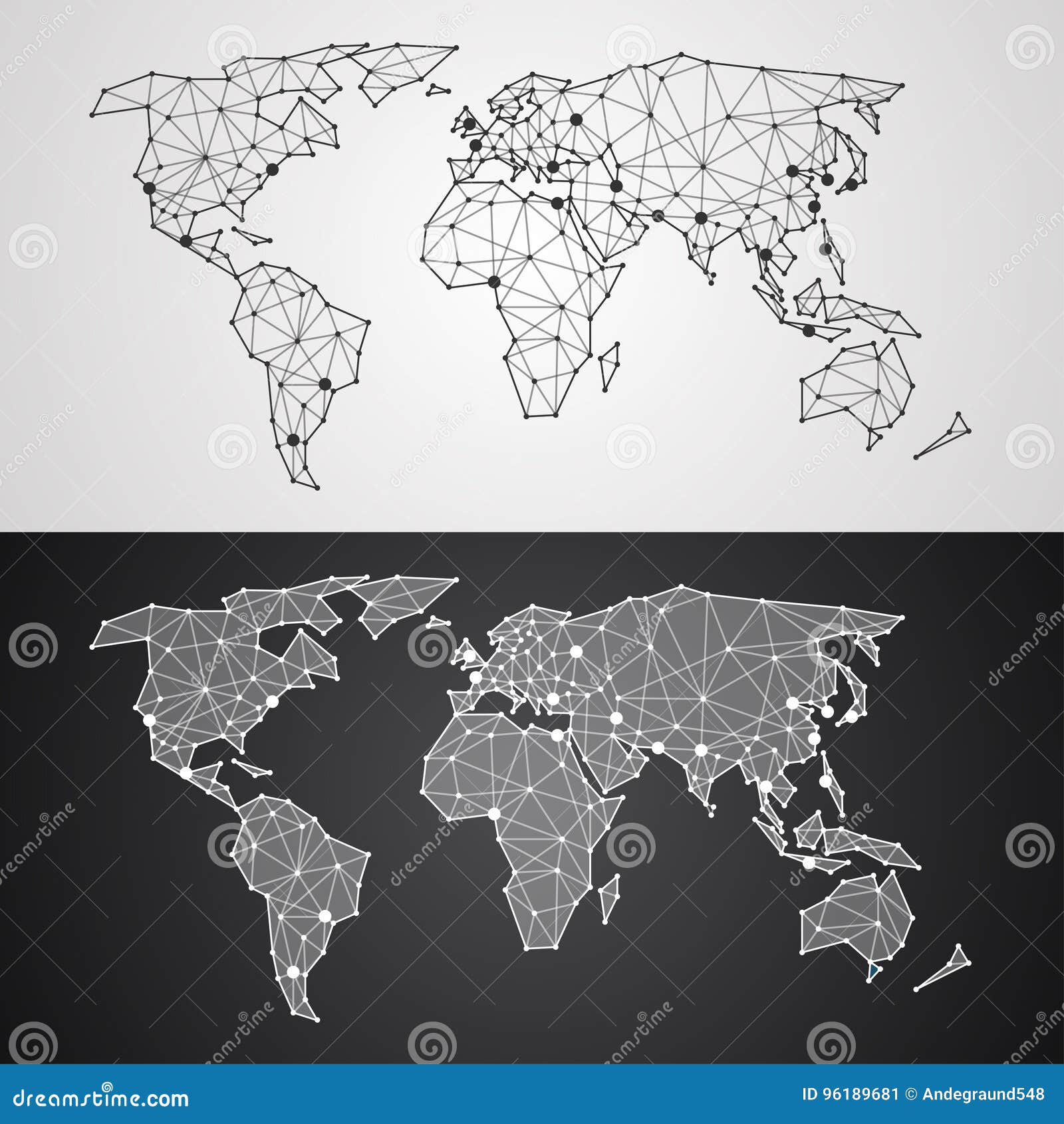 Abstract Polygonal World Map from Triangles and Dots Stock Vector ...