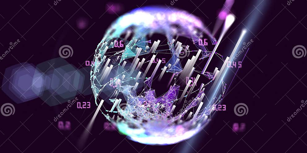 Abstract Polygonaly Artificial Intelligence Spherical Grid with Data ...