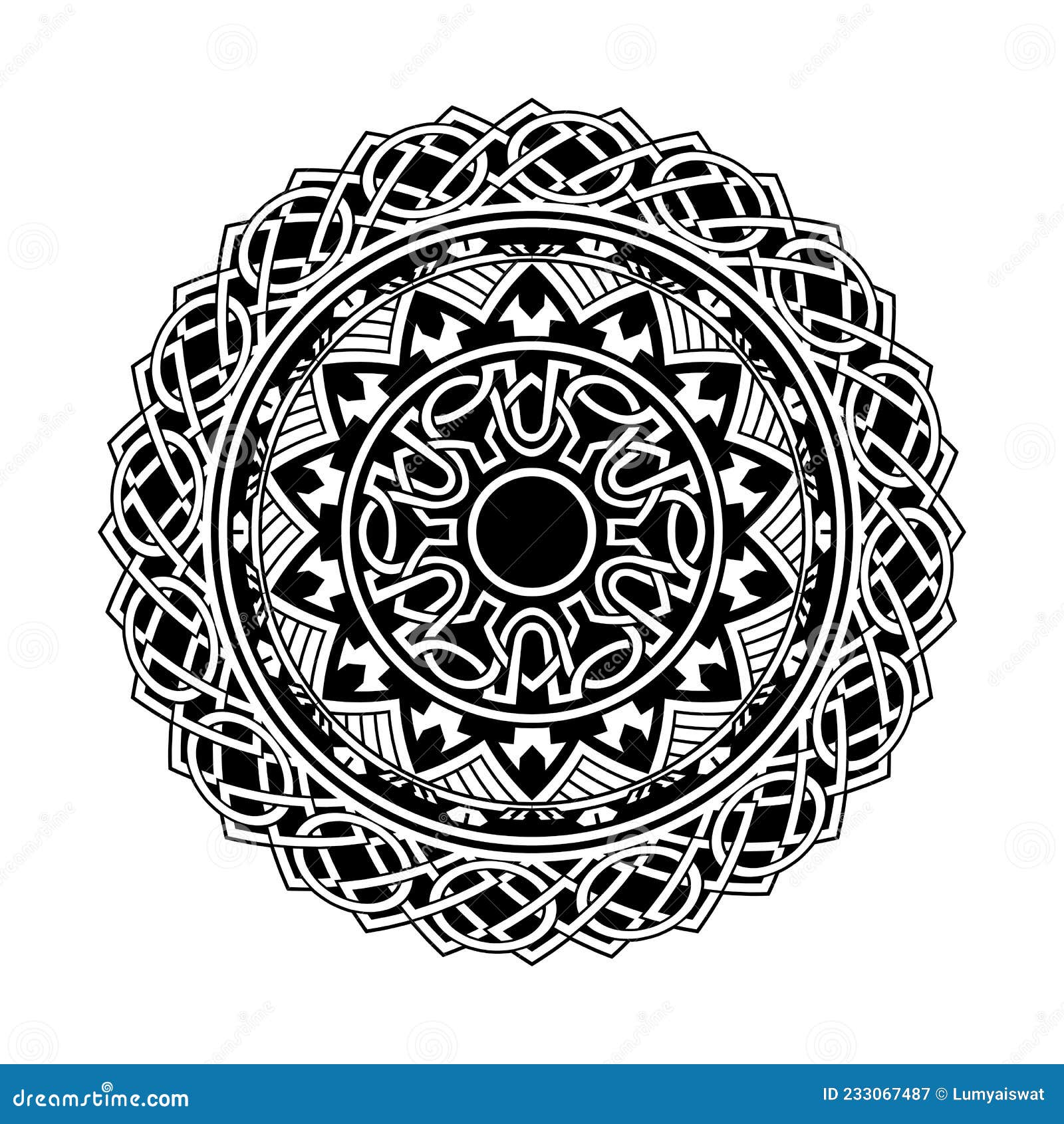 Abstract Polynesian Ethnic Circle Tattoo Stock Vector - Illustration of ...