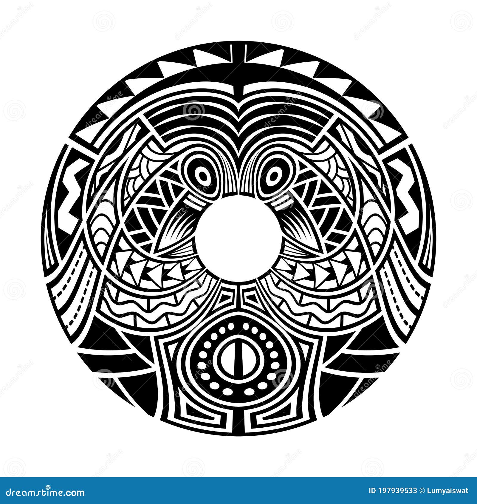 Abstract Polynesian Maori Ethnic Circle Tattoo Stock Vector ...