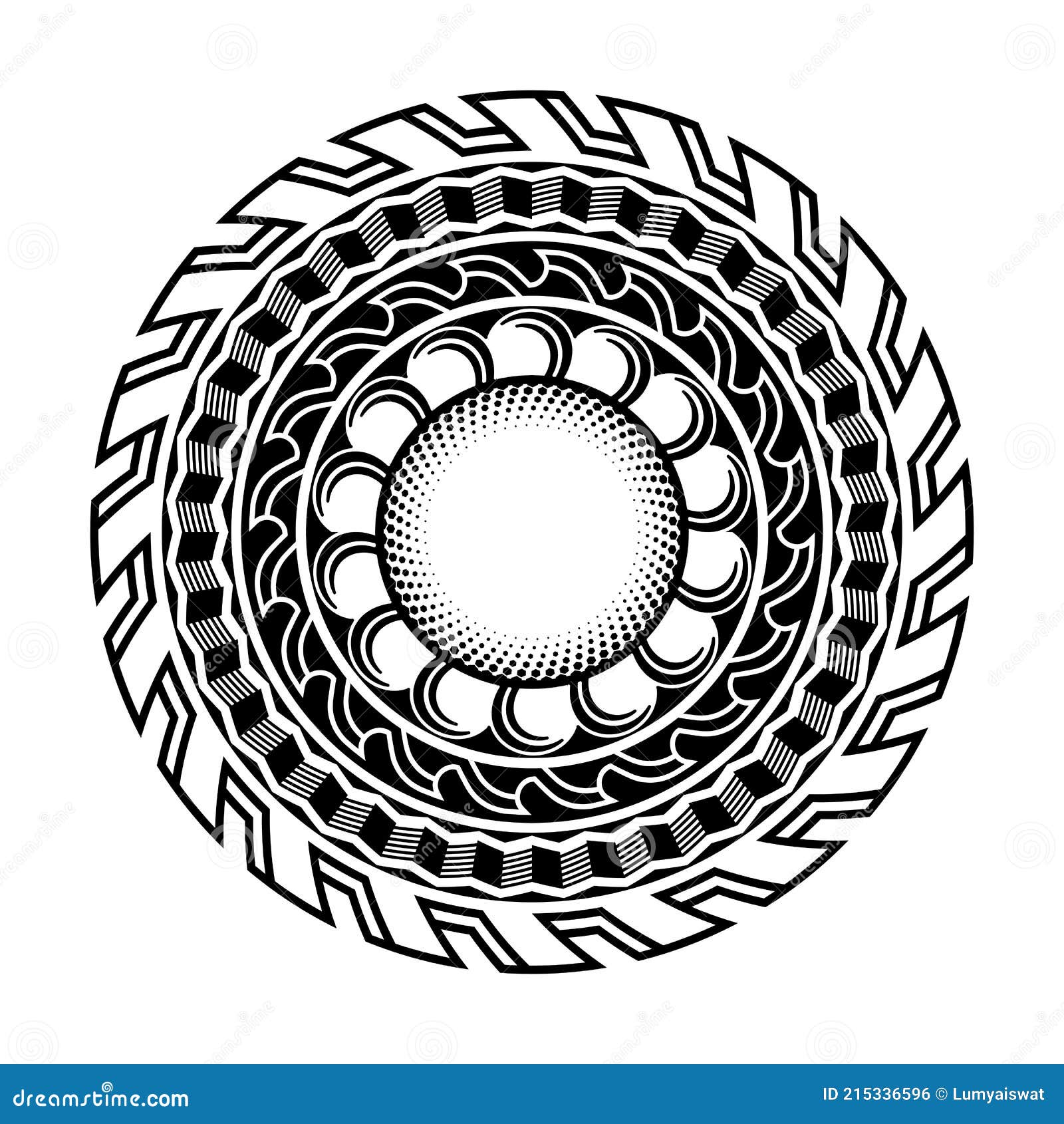 Abstract Polynesian Maori Ethnic Circle Tattoo Stock Vector ...