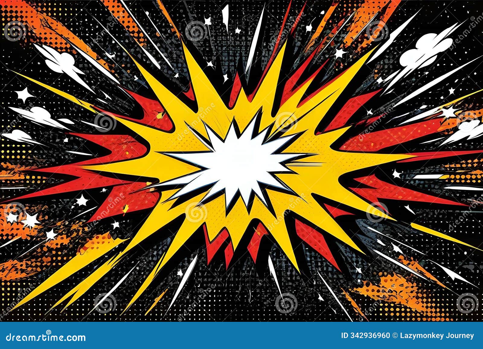 Abstract Pop Art Comic Background Lightning Blast Halftone Dots ...