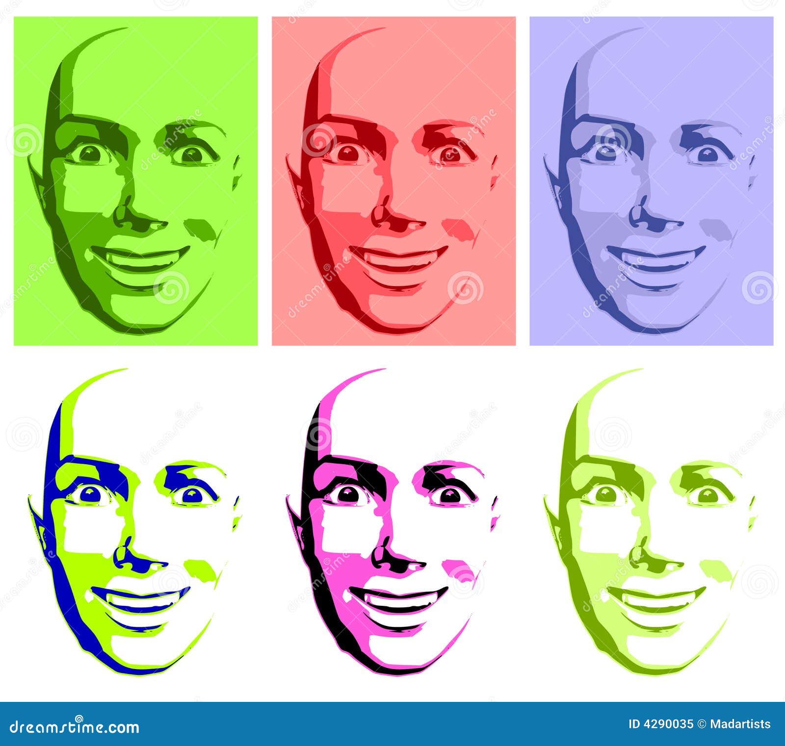 Abstract Pop Art Happy Face Woman Stock Illustration - Illustration of ...