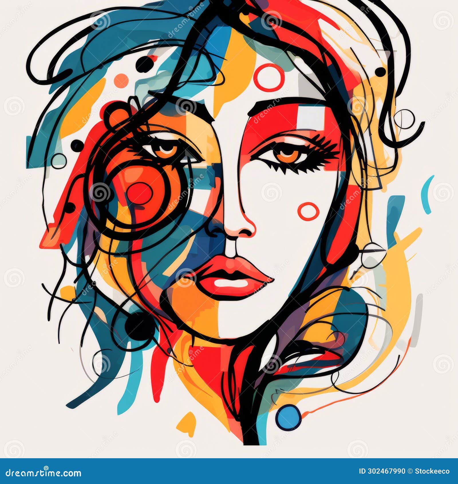 Abstract Pop Art Style Colorful Face Illustration Stock Illustration ...