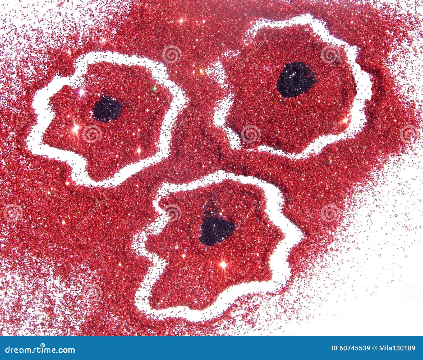 Abstract Poppies of Red Glitter Sparkle on White Background Stock Image ...