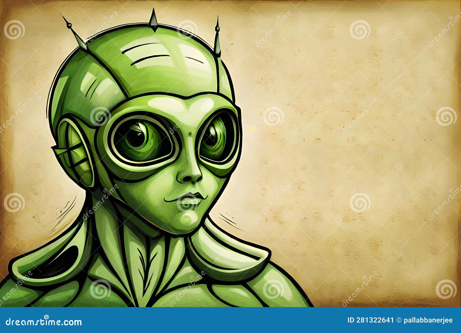 Abstract Portrait of Alien Face, Greencolor Mode Stock Illustration ...